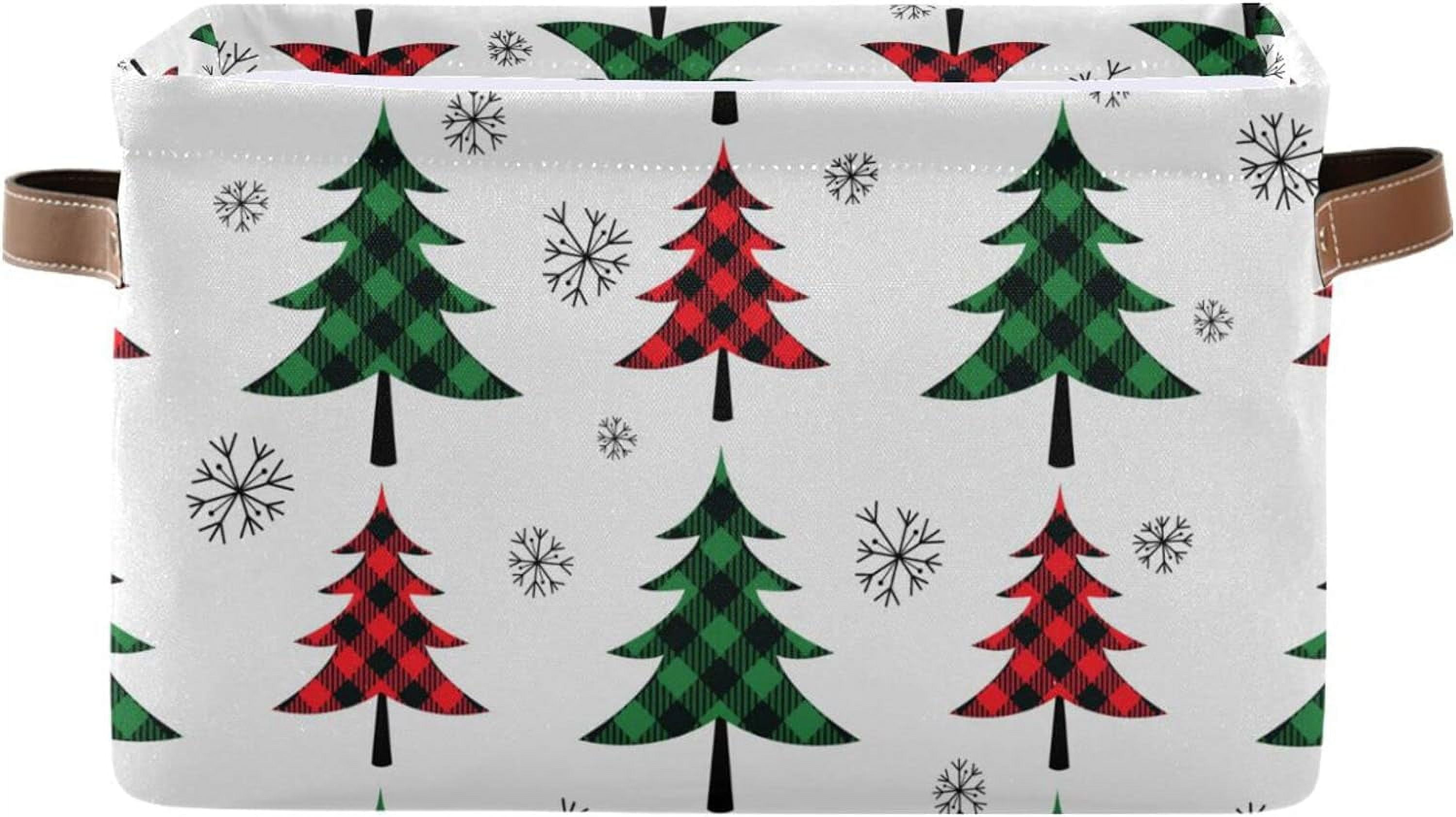 GZHJMY Collapsible Storage Basket Buffalo Plaid Christmas Trees ...