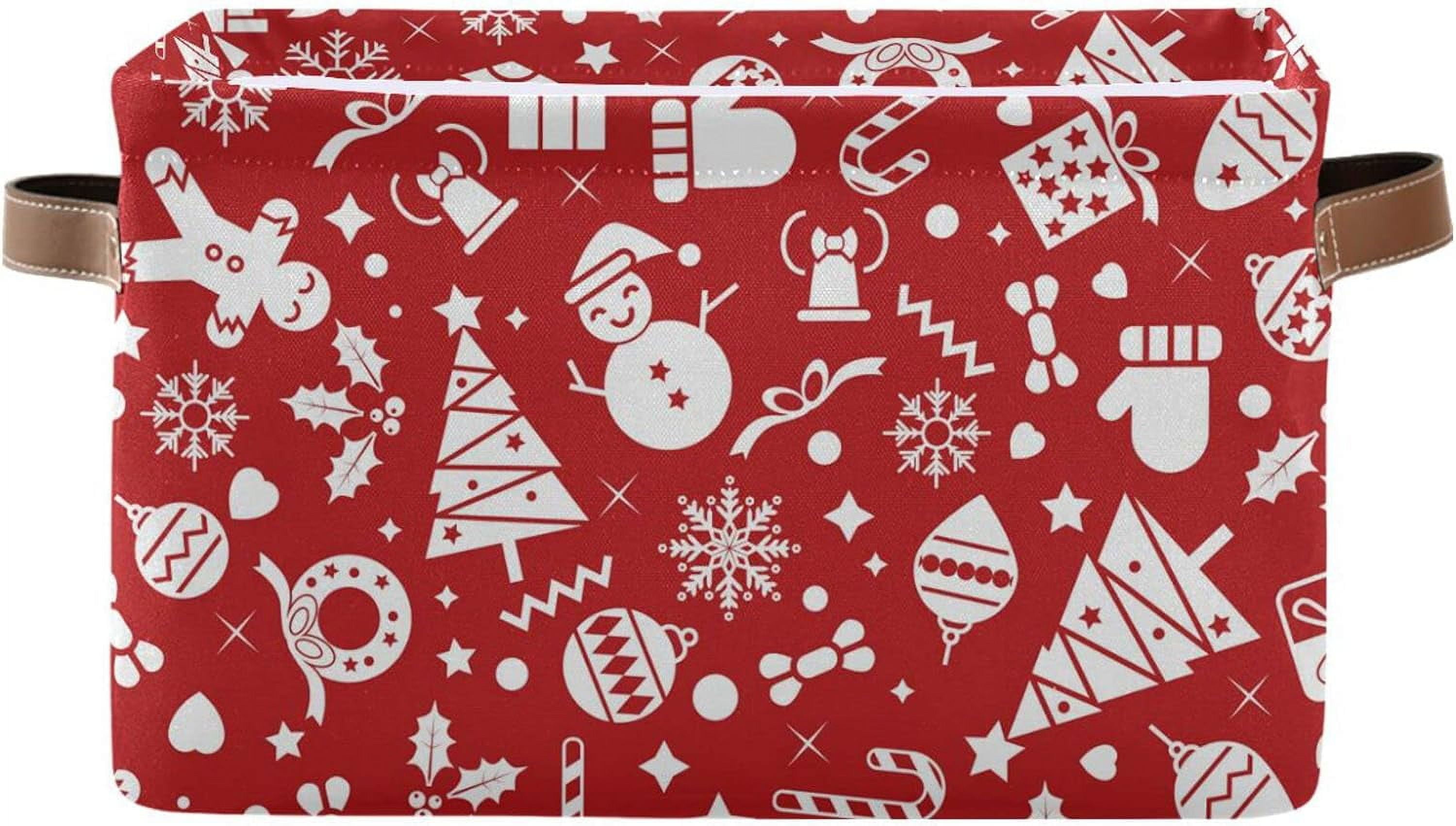 GZHJMY Collapsible Storage Basket Christmas Red Background Rectangular ...
