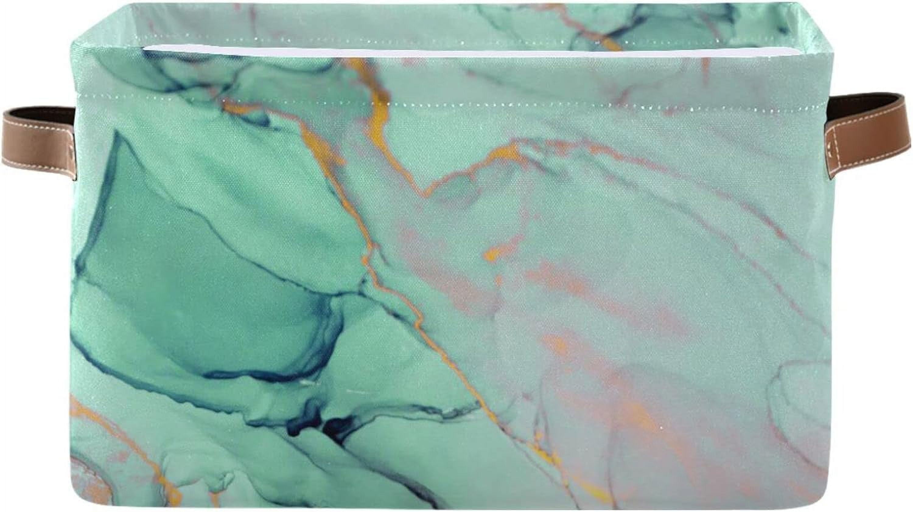 GZHJMY Collapsible Storage Basket Green Gold Marble Pattern -d ...