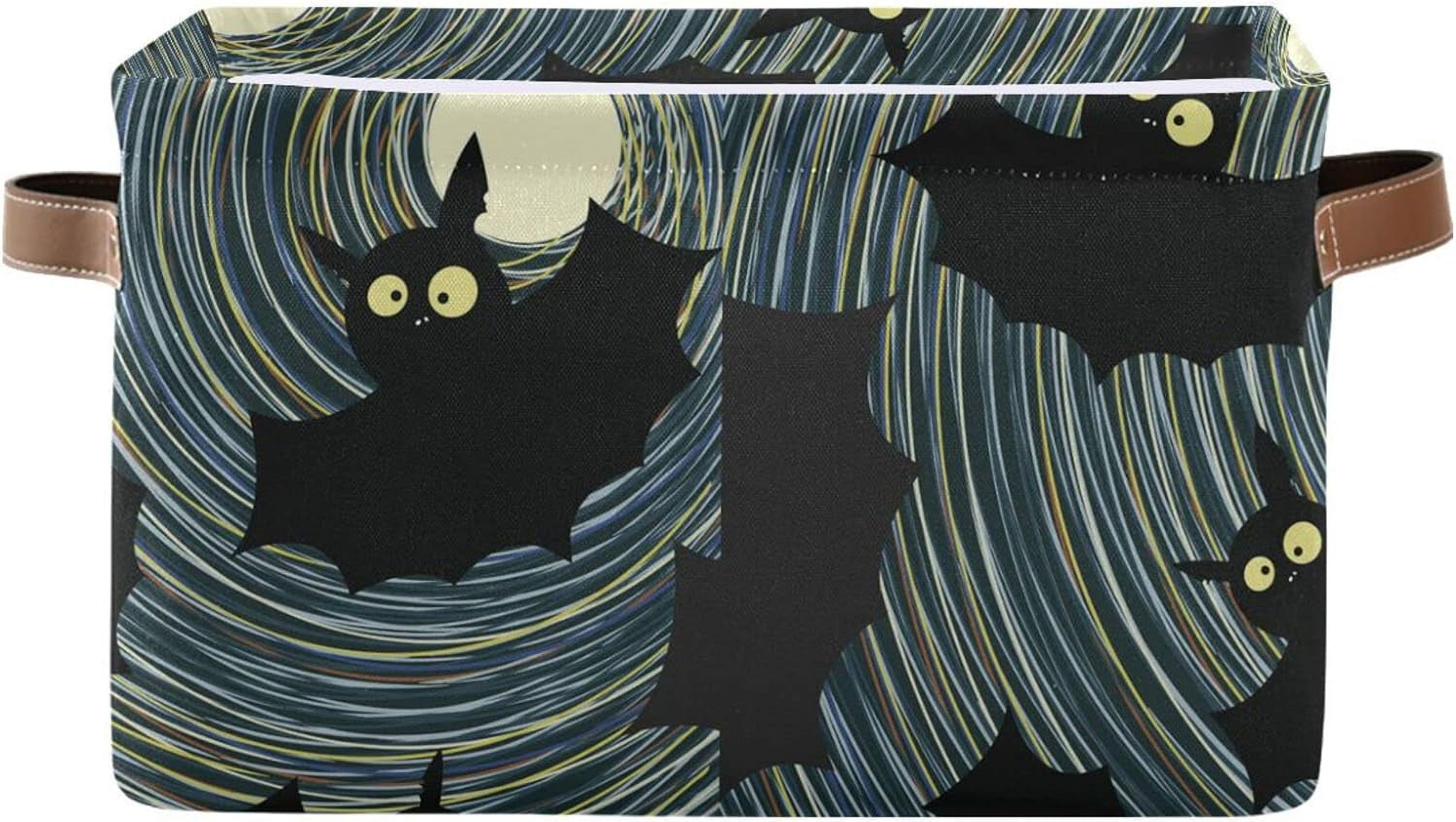 GZHJMY Collapsible Storage Basket Halloween Bat Black Rectangular ...