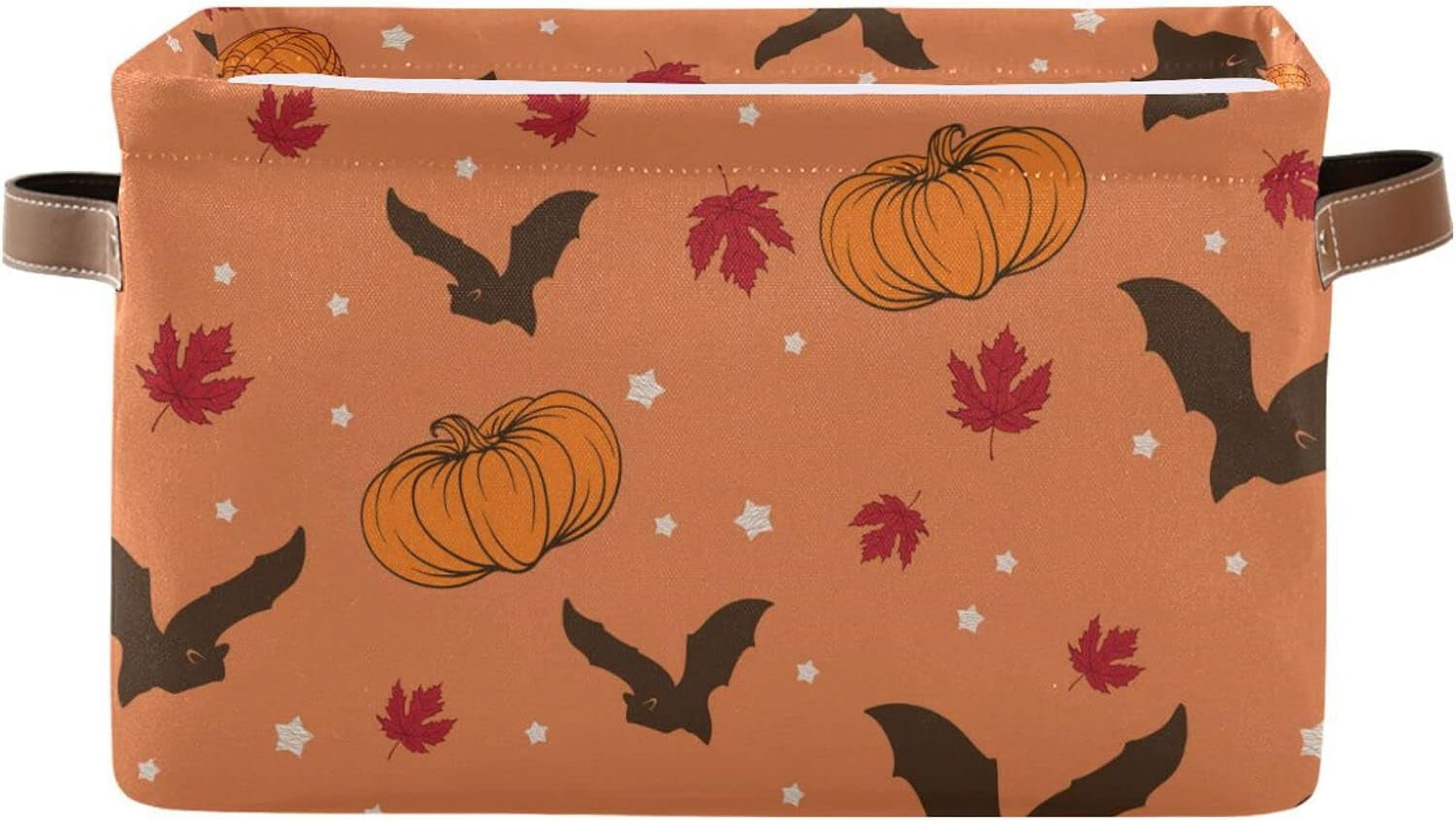 GZHJMY Collapsible Storage Basket Halloween Bats Pumpkins Rectangular ...