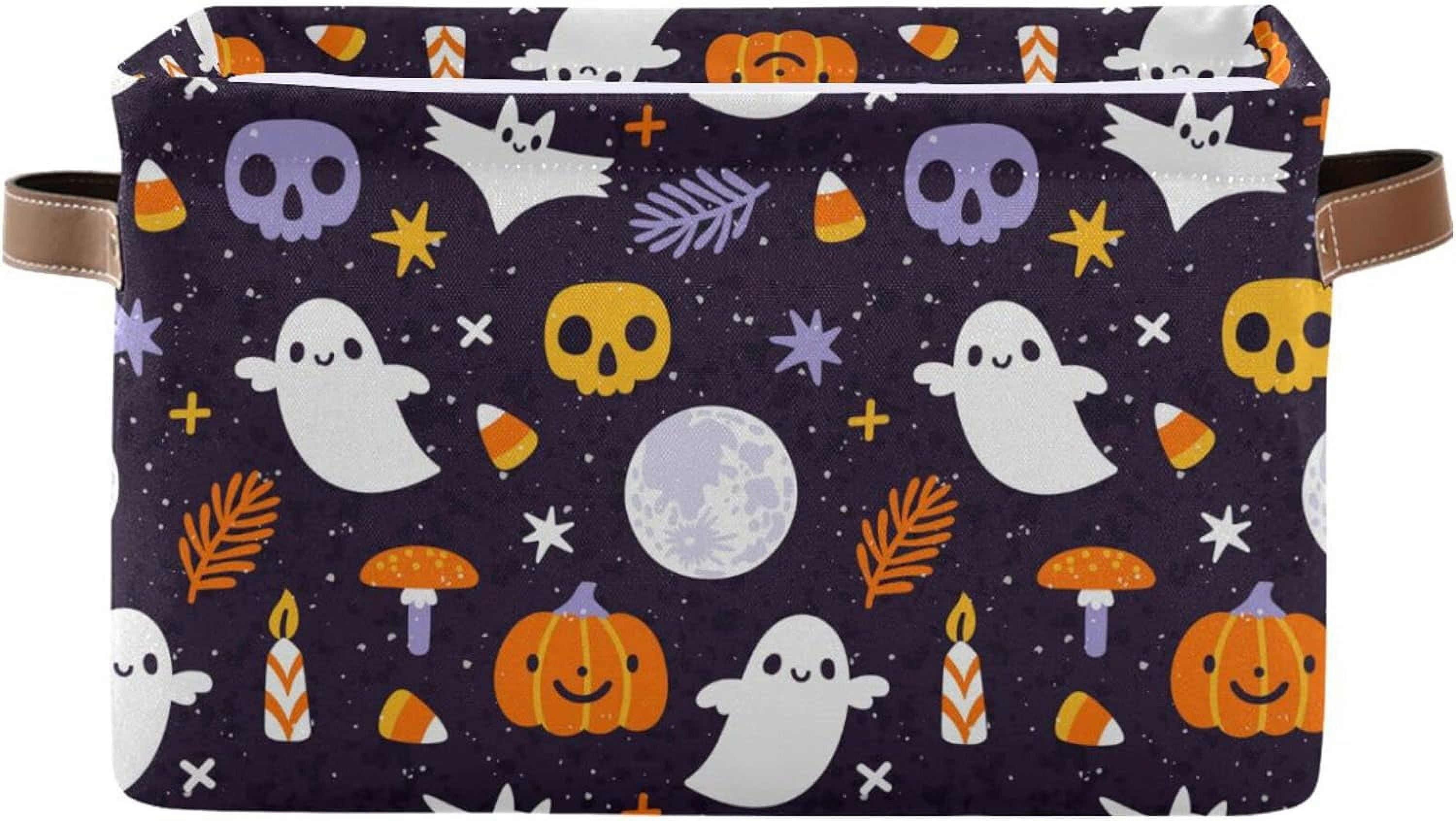 GZHJMY Collapsible Storage Basket Halloween Skull9 Rectangular Storage ...