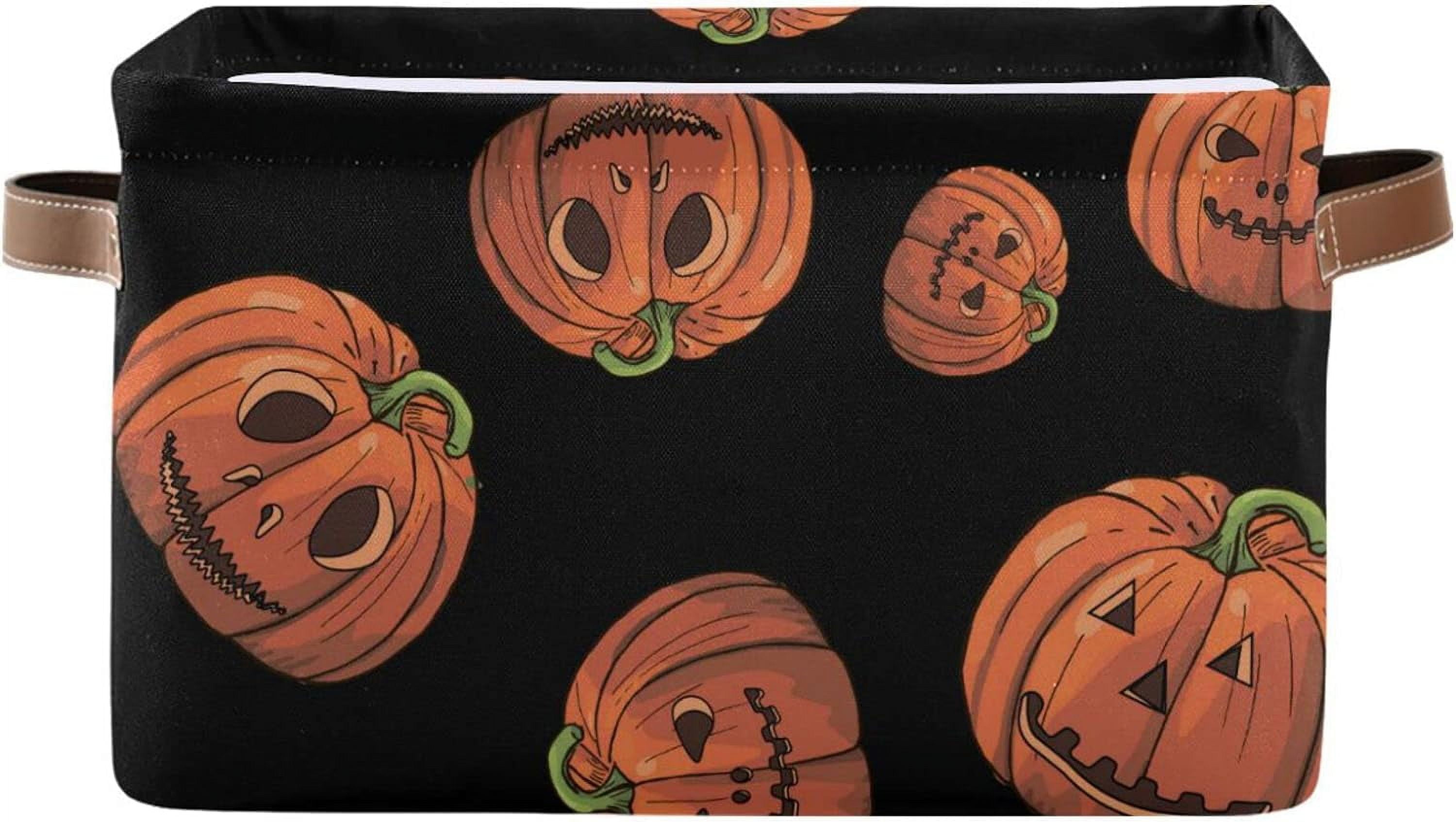 GZHJMY Collapsible Storage Basket Halloween Smile Pumpkin Rectangular ...