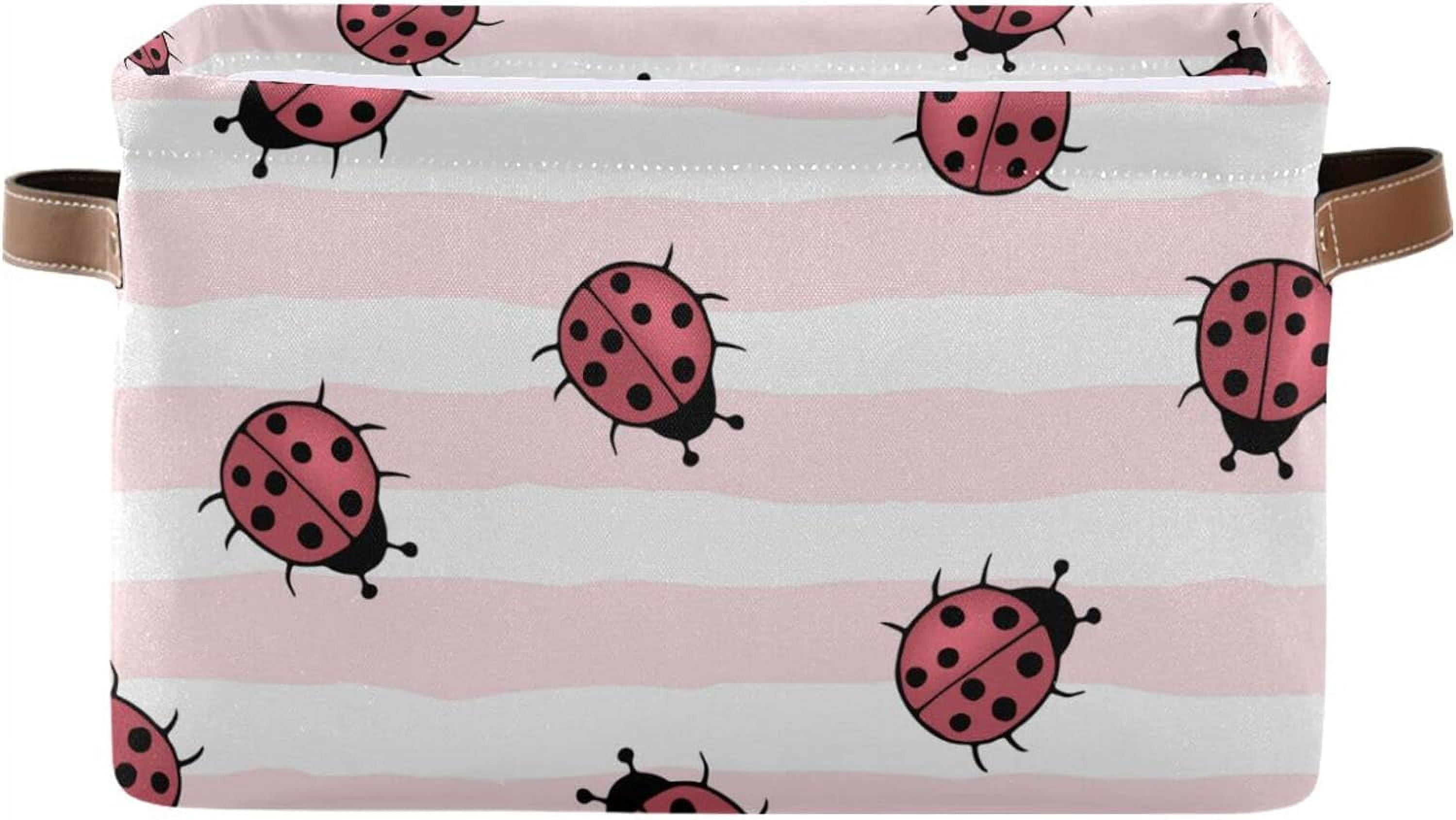 GZHJMY Collapsible Storage Basket Ladybug and Stripes Rectangular ...
