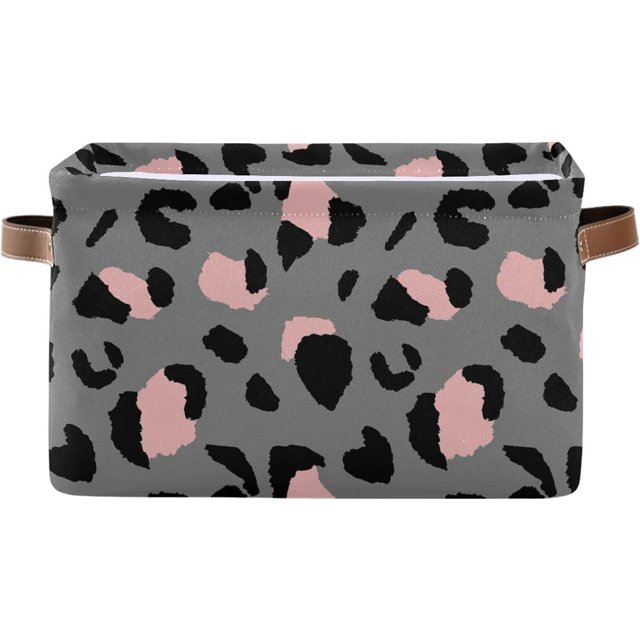 GZHJMY Collapsible Storage Basket Leopard Stripes Rectangular Storage ...