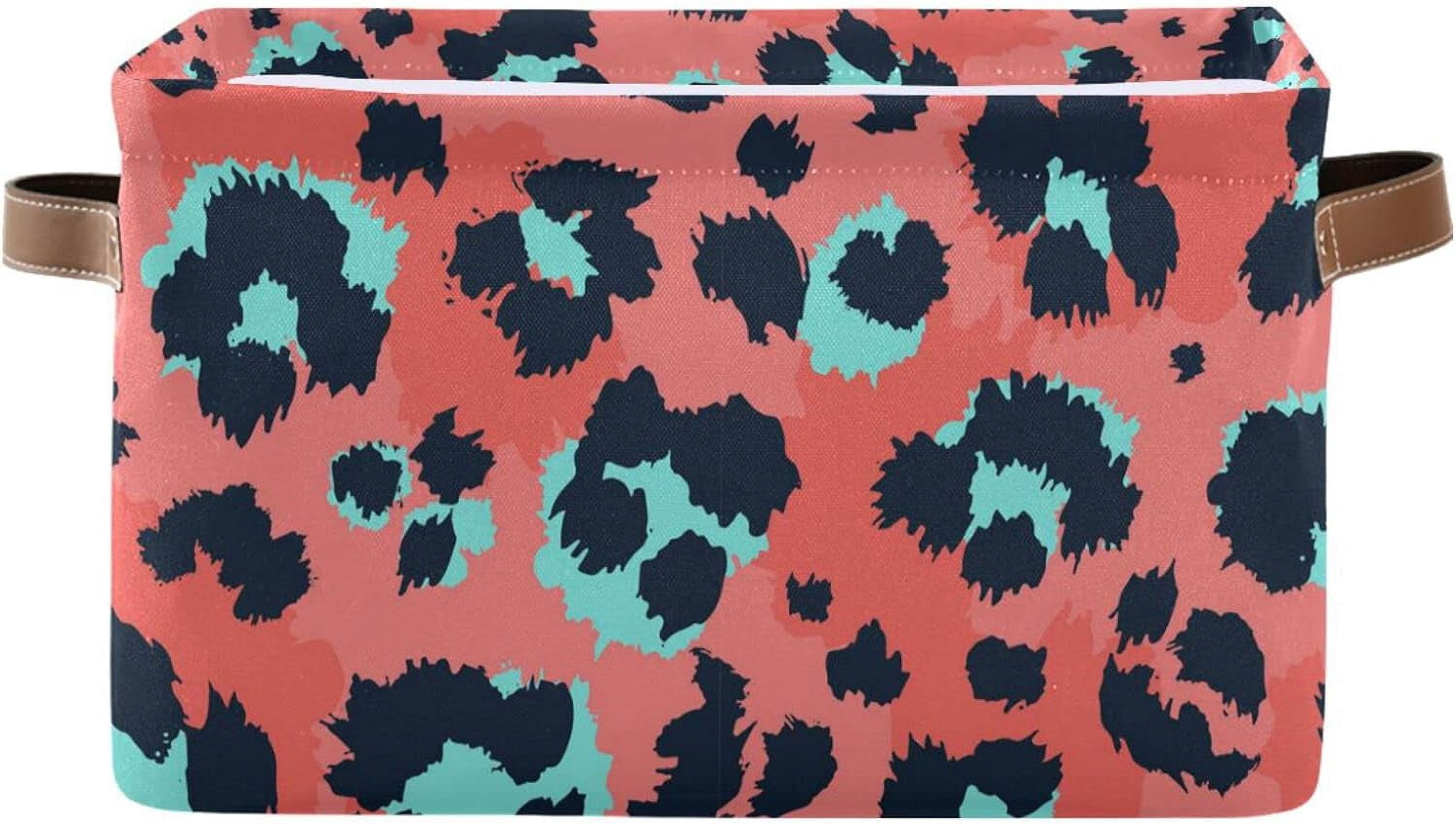 GZHJMY Collapsible Storage Basket Leopard Stripes Rectangular Storage ...