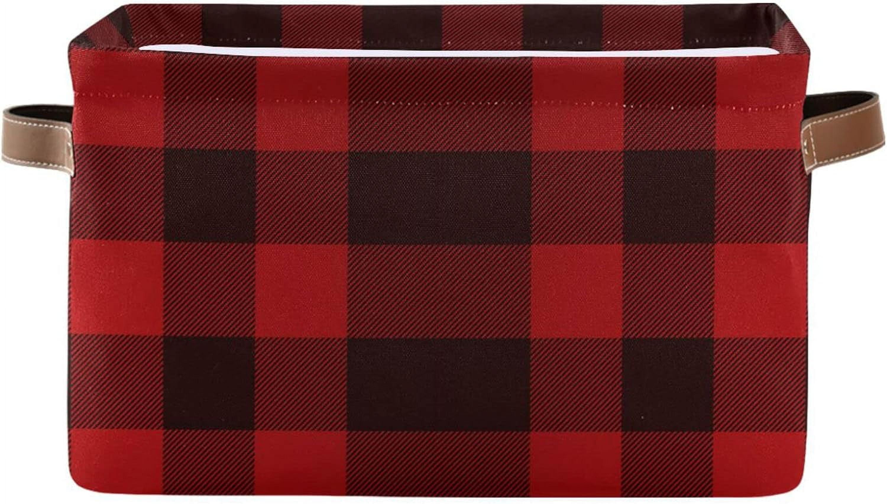 GZHJMY Collapsible Storage Basket Red and Black Plaid Rectangular ...