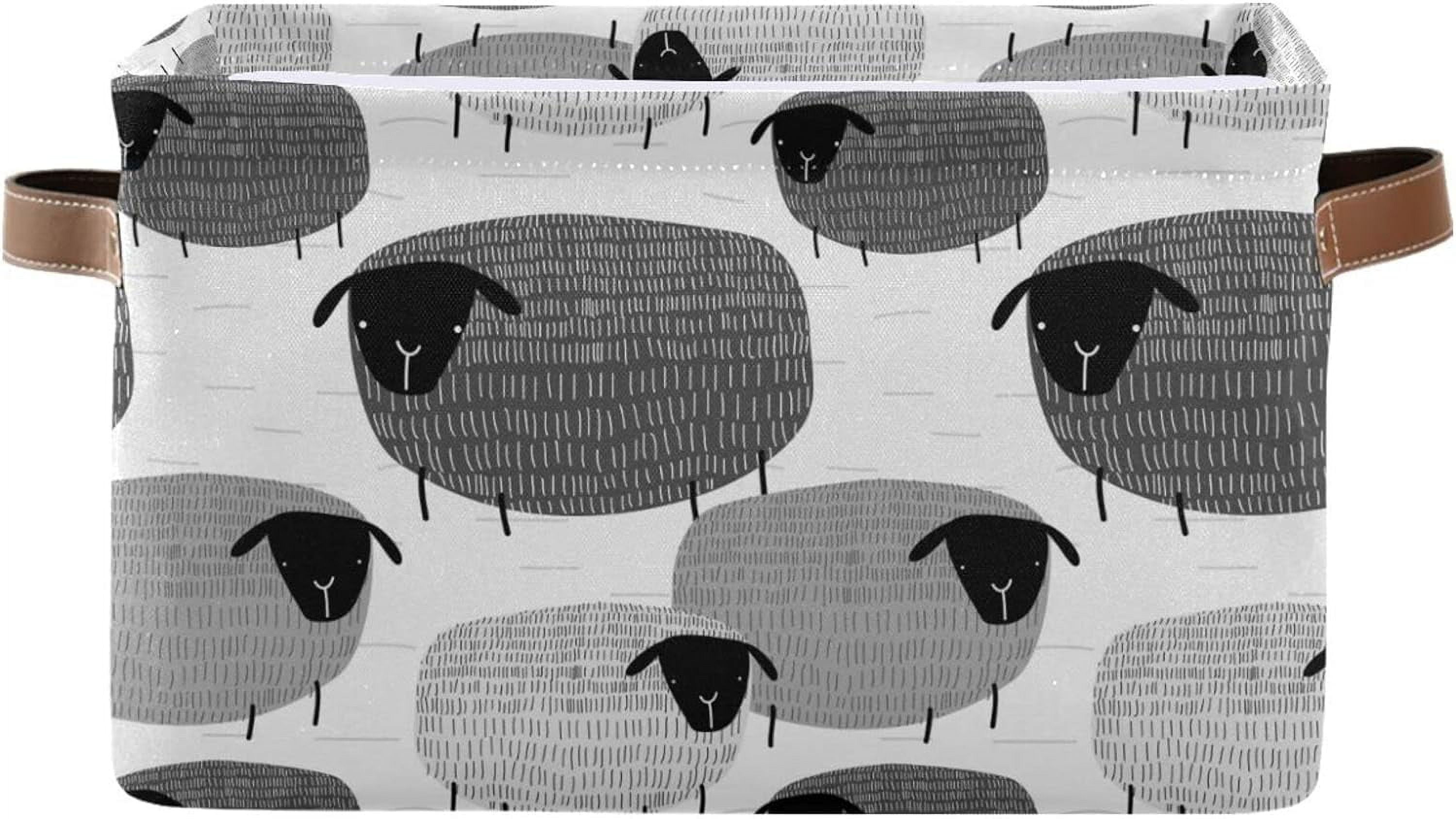 GZHJMY Collapsible Storage Basket Sheep Rectangular Storage Bins ...