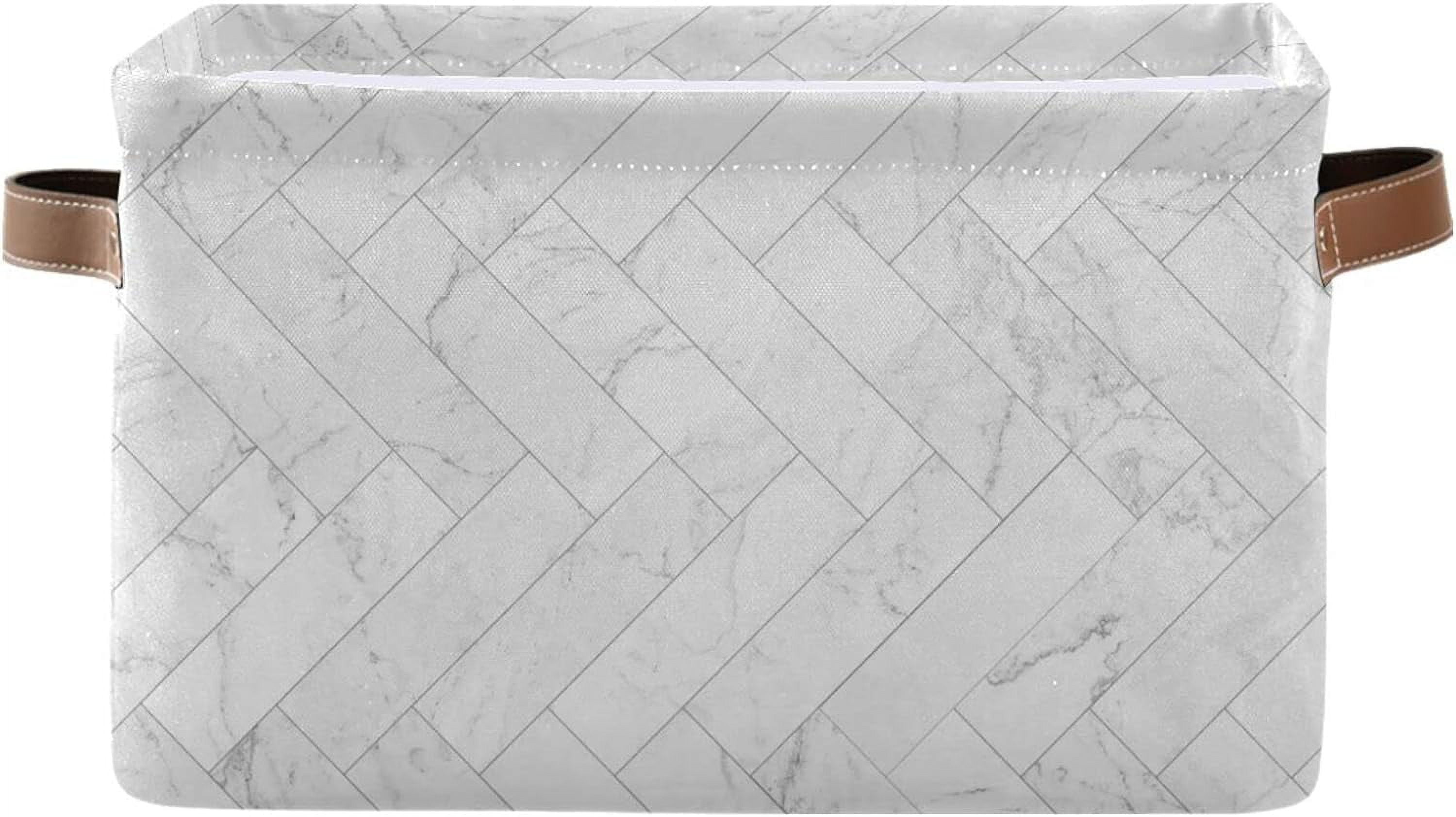 GZHJMY Collapsible Storage Basket White Marble Rectangular Storage Bins ...
