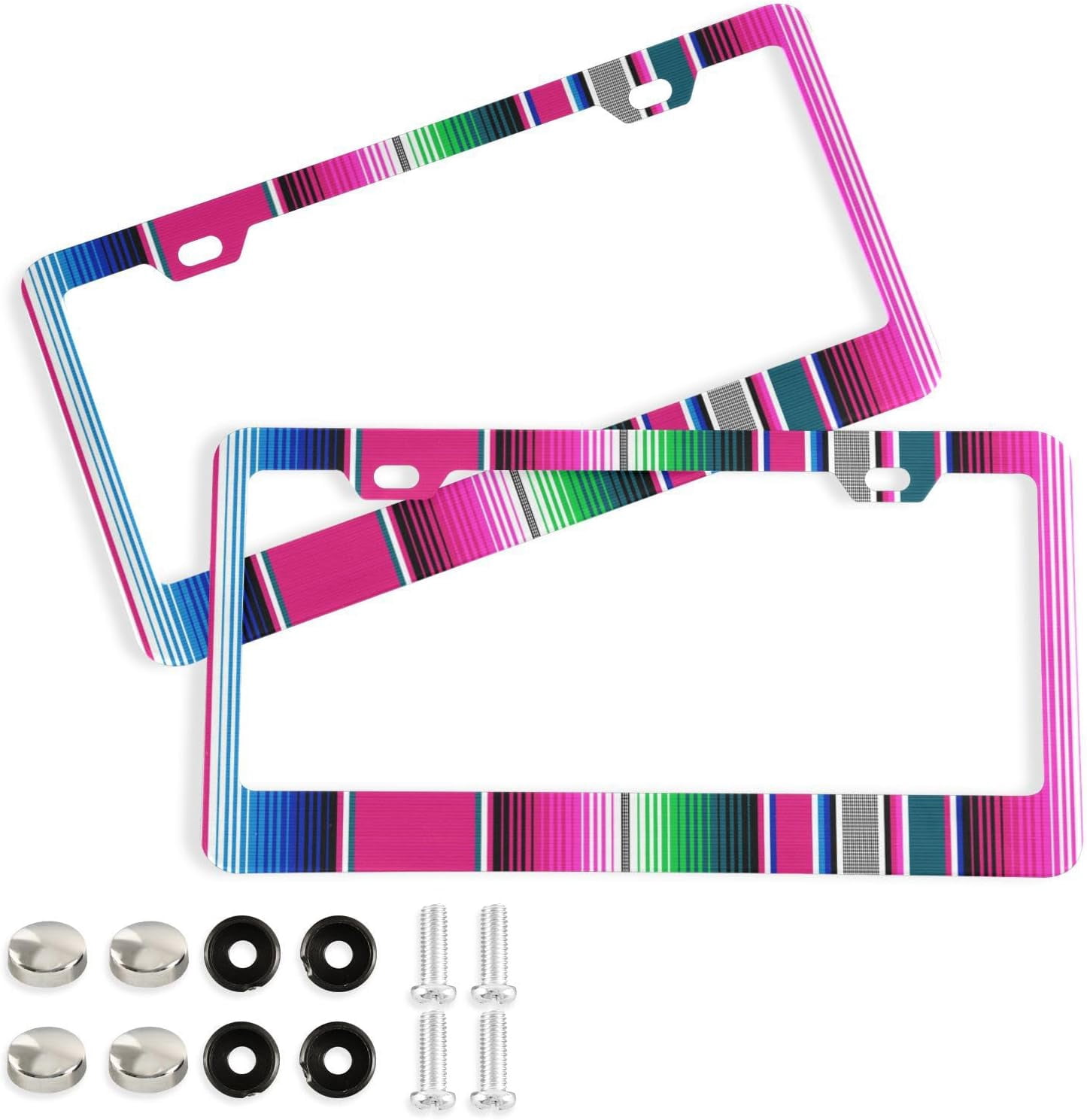 GZHJMY Color Stripe Car License Plate Frame, 2 Pack Aluminum License ...