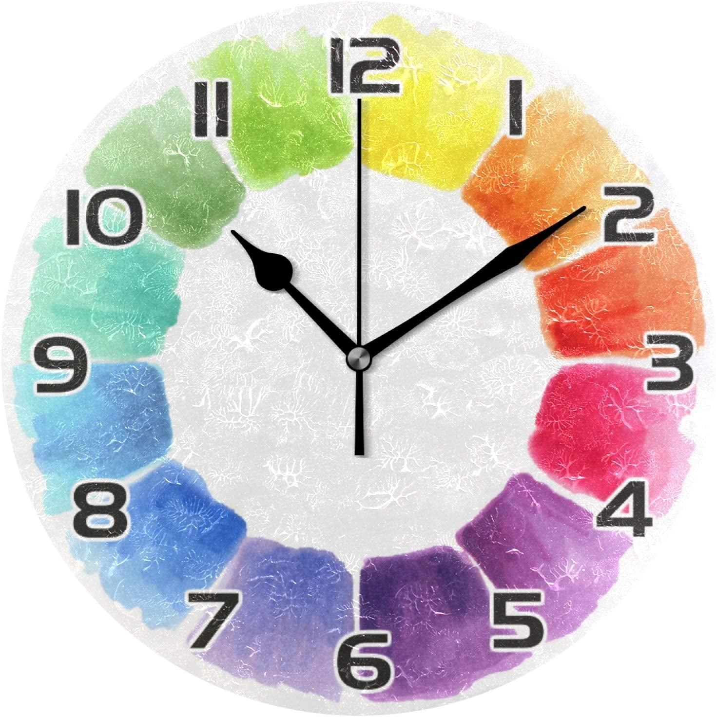 GZHJMY Color Wheel Clock Silent Round PVC Wall Clock Non Ticking ...