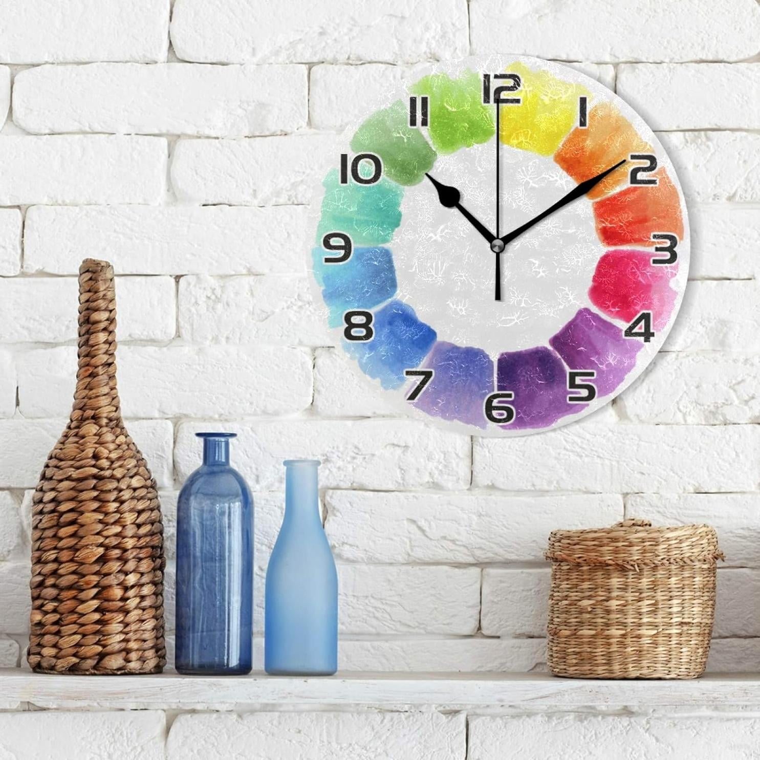 GZHJMY Color Wheel Clock, Silent Round Wall Clock, Non Ticking Battery ...