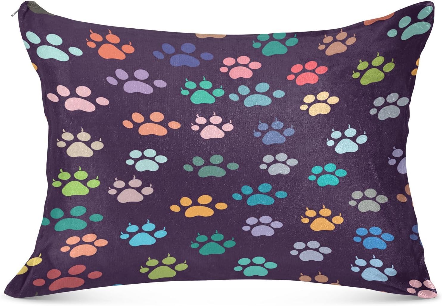 GZHJMY Colored Dog Paw Prints Zippered Velvet Pillowcases,Super Soft ...