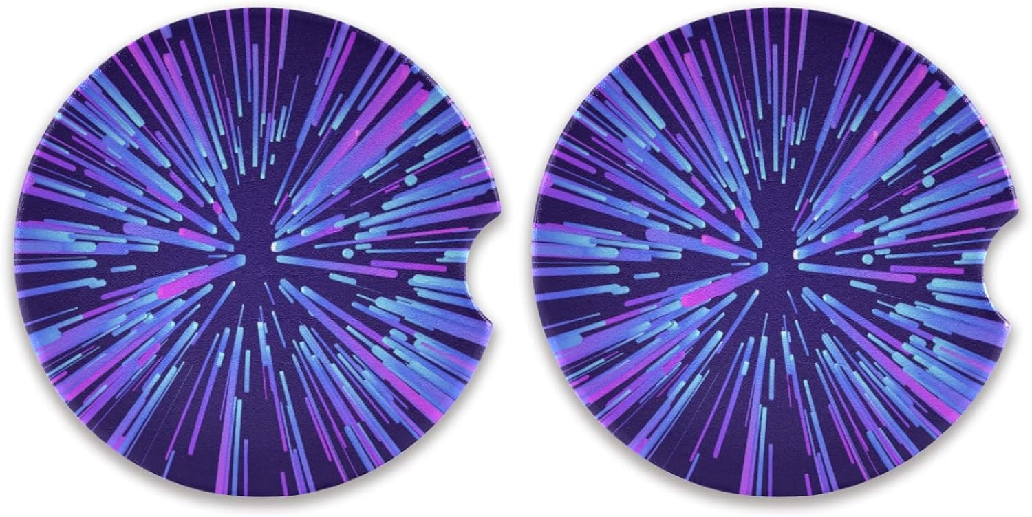GZHJMY Colorful 3D Firework Galaxy Car Coasters 2 Pieces, Absorbent ...
