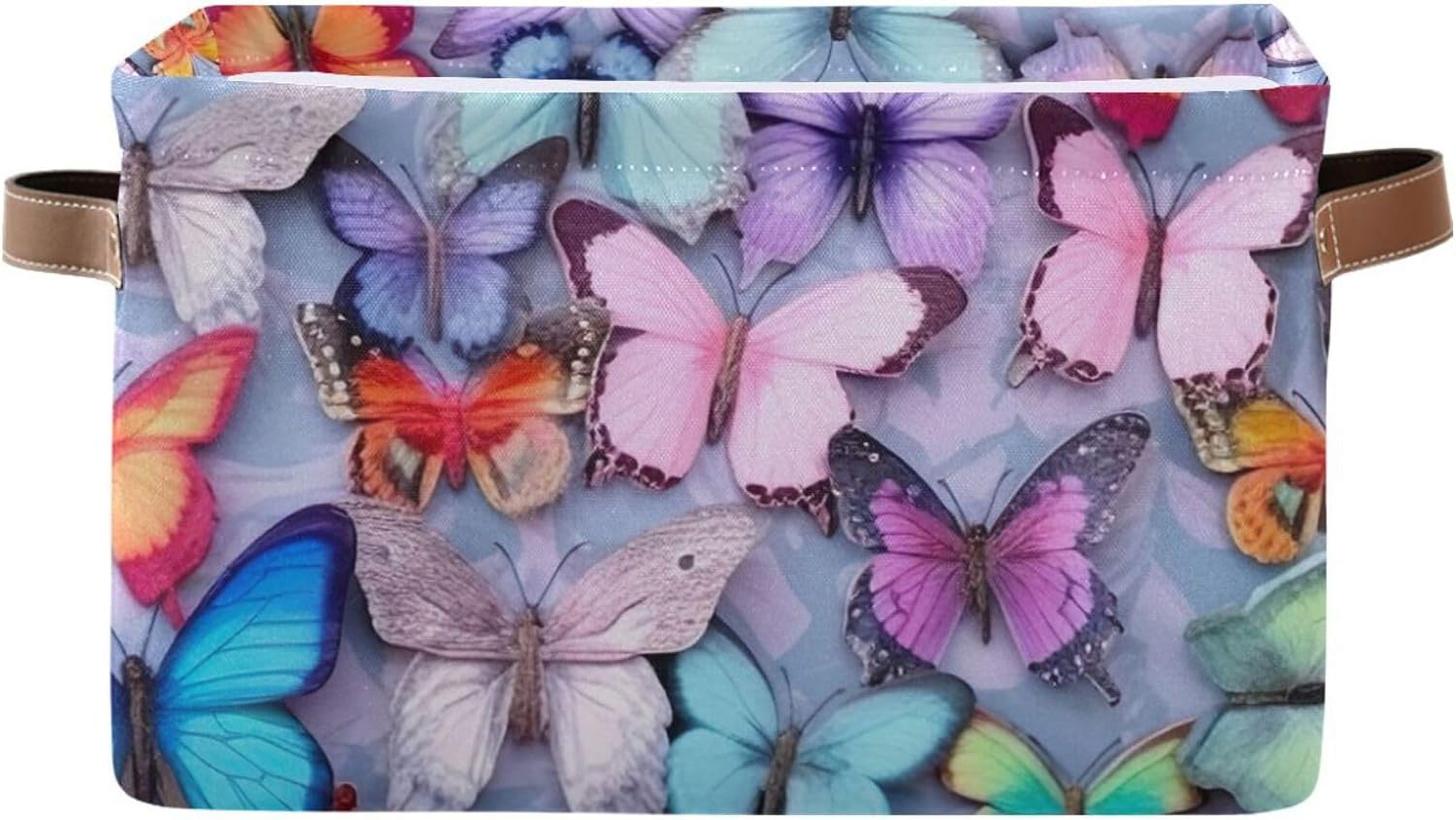 GZHJMY Colorful Butterflies Storage Bins Foldable Canvas Fabric Storage ...