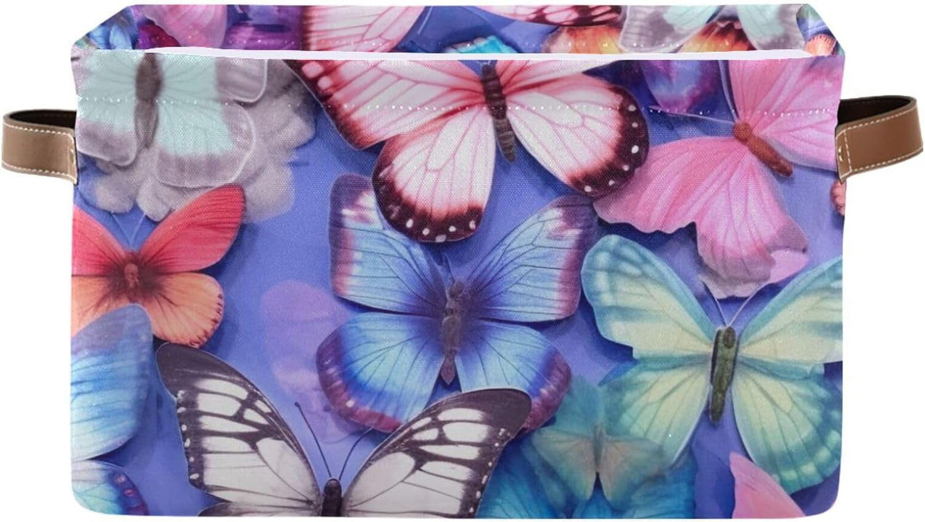GZHJMY Colorful Butterflies Storage Bins Foldable Canvas Fabric Storage ...