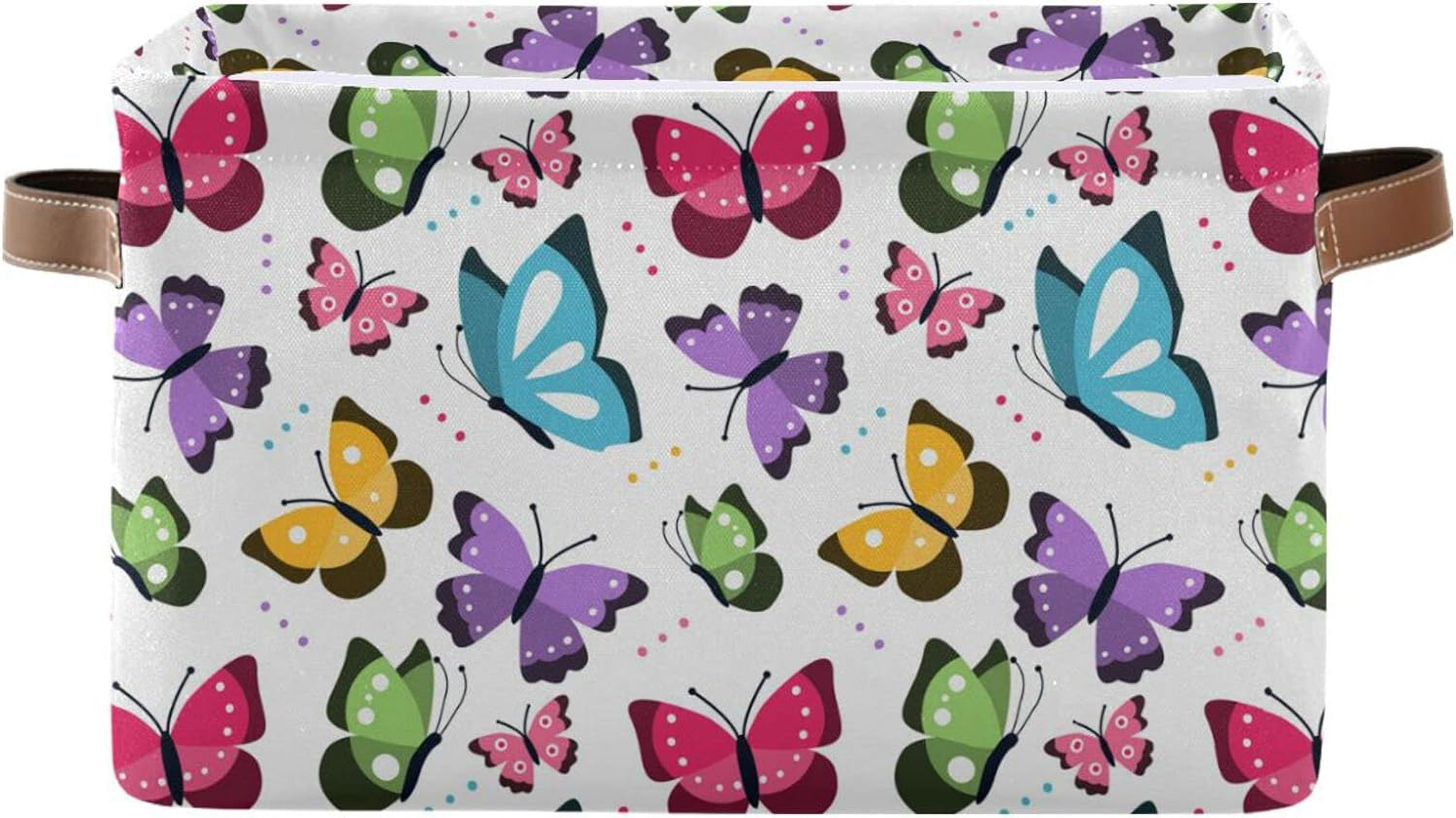 GZHJMY Colorful Butterfly Storage Basket with Handles Collapsible ...