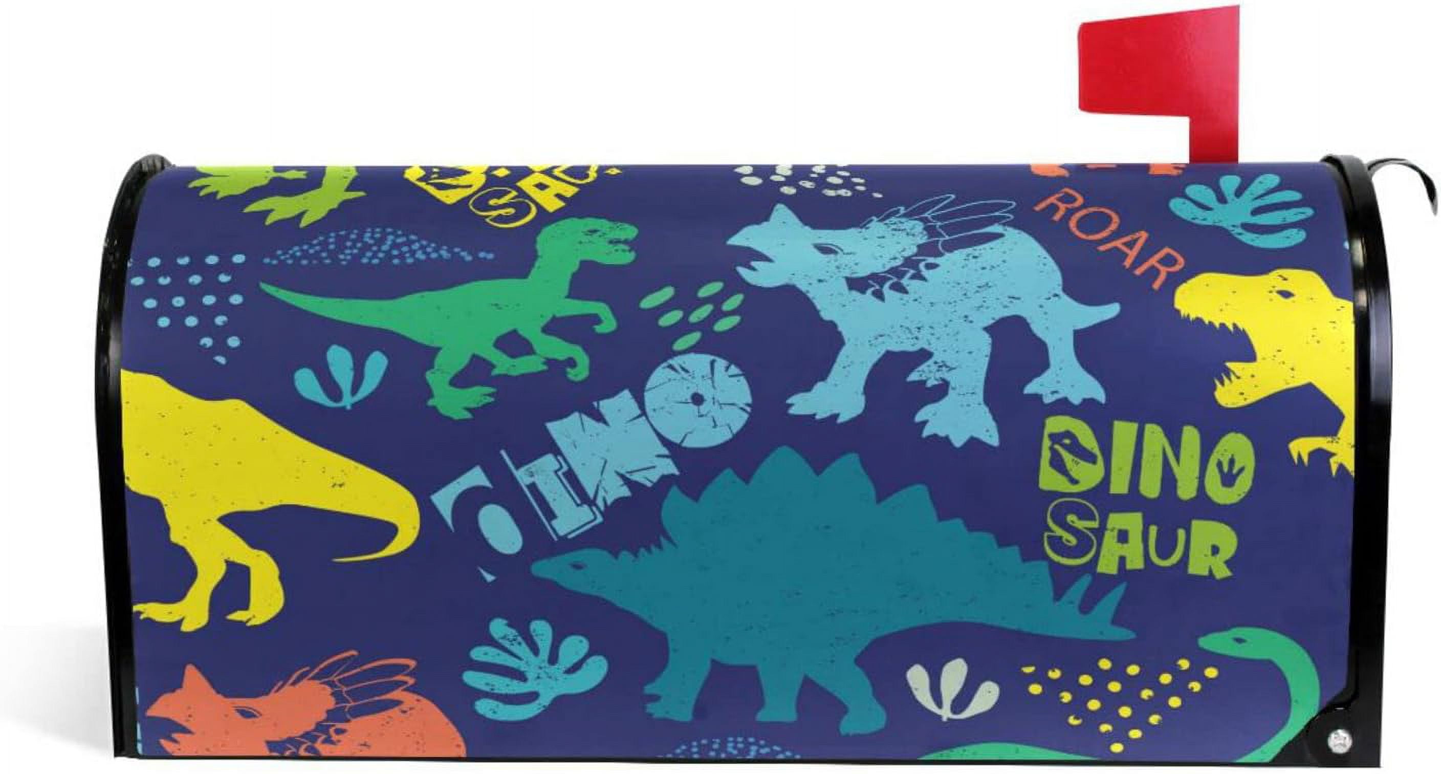 GZHJMY Colorful Dinosaur Dino Magnetic Mailbox Cover Large Size Mailbox ...