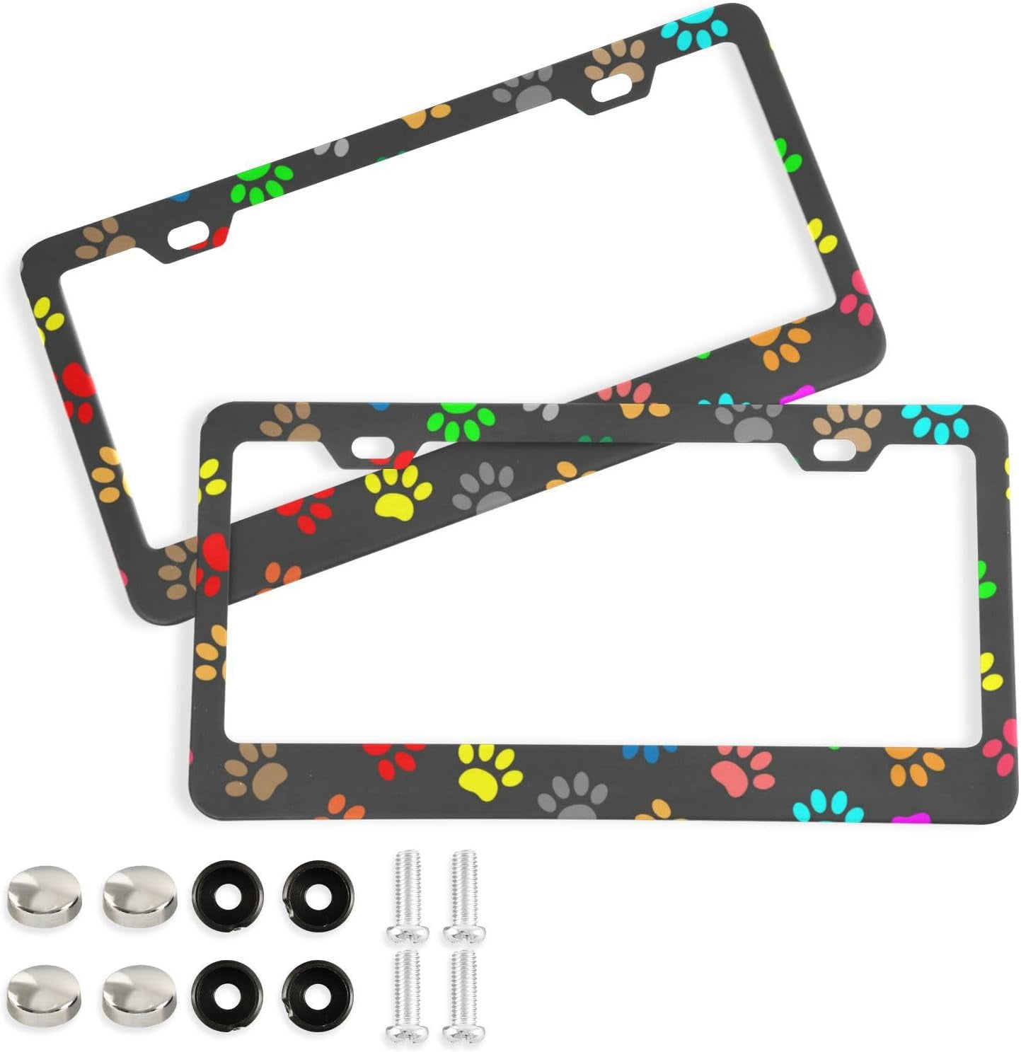 GZHJMY Colorful Dog Paw Prints Animal License Plate Frames for Women ...
