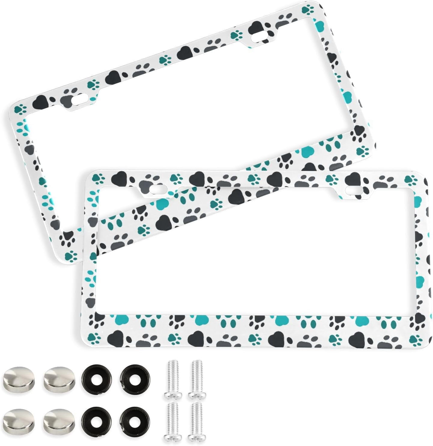 GZHJMY Colorful Dog Paw Prints Animal License Plate Frames for Women ...