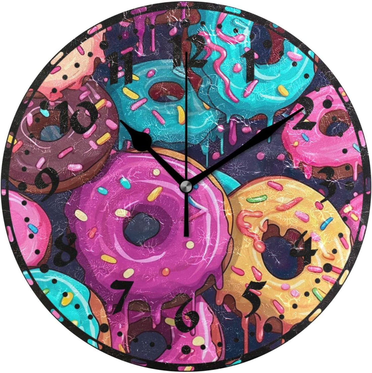 GZHJMY Colorful Donuts Wall Clock, Silent Non Ticking 10 Inch Battery ...