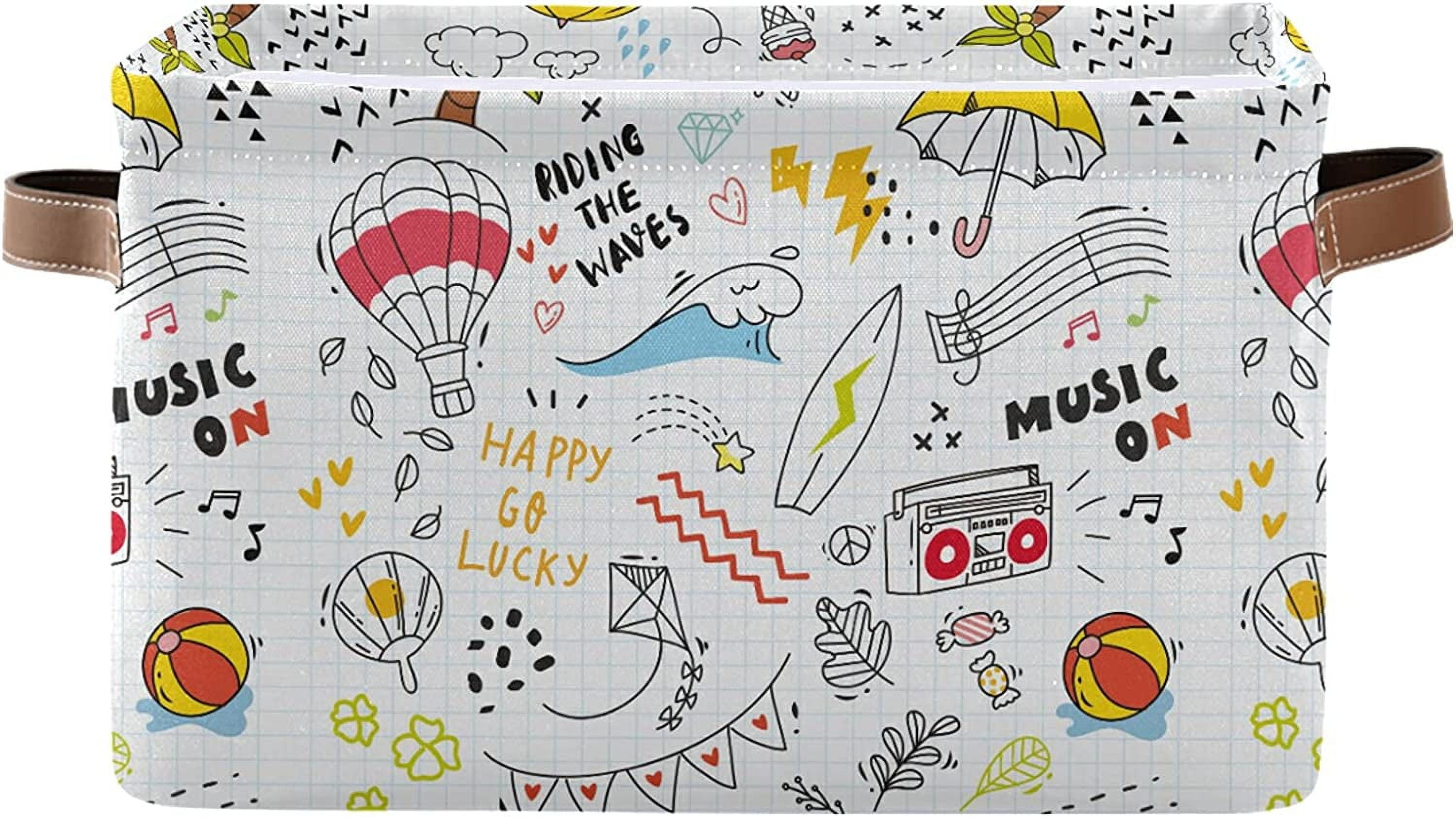 GZHJMY Colorful Doodle Storage Bin Collapsible with Handle, 1PCS ...