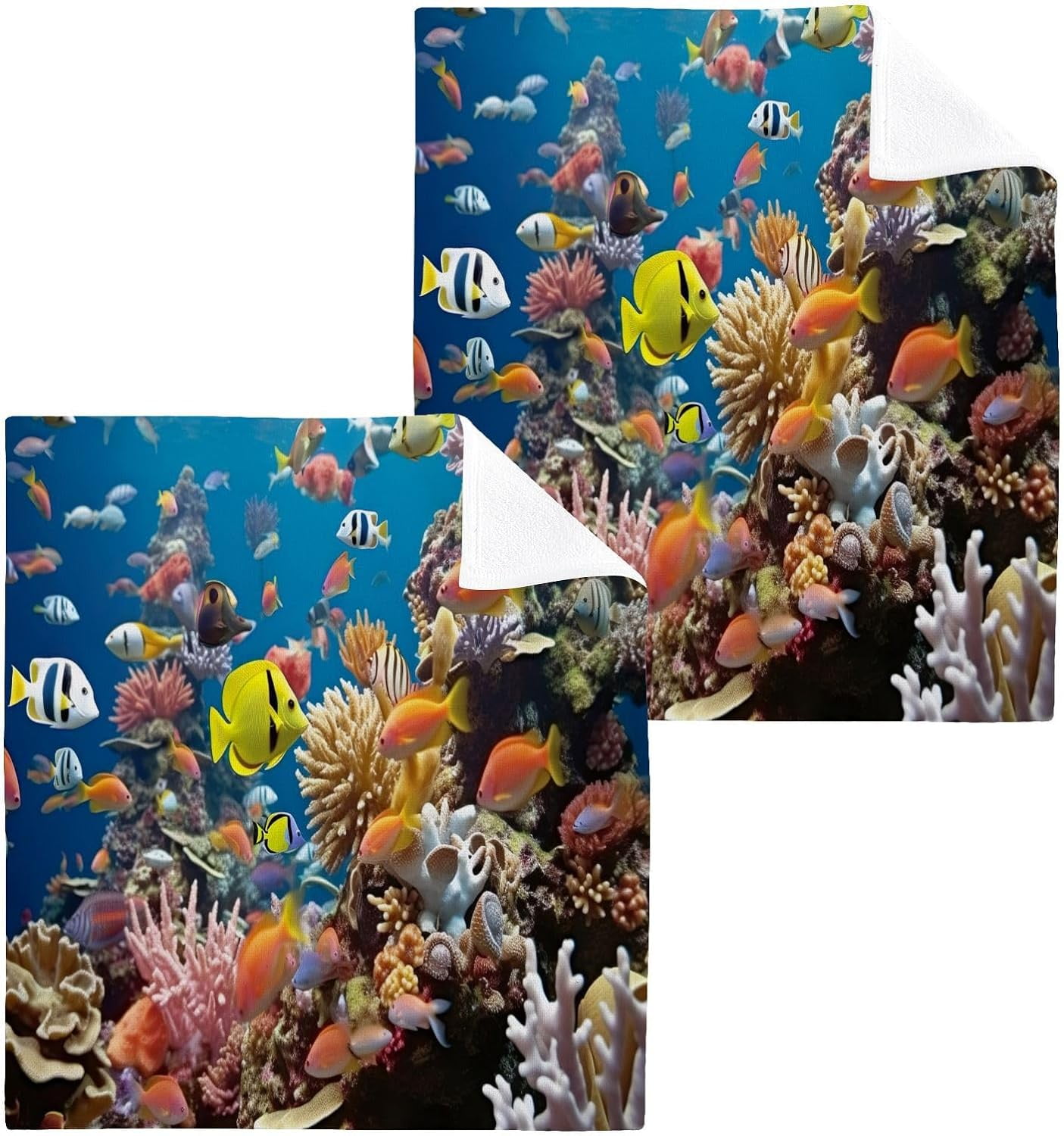 GZHJMY Colorful Fish Cotton Washcloths Set of 2, 12"x12" Super Soft ...