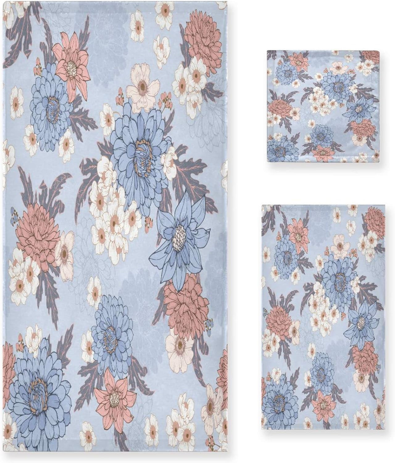 GZHJMY Colorful Floral Bath Towel Set of 3, Highly Absorbent & Soft ...