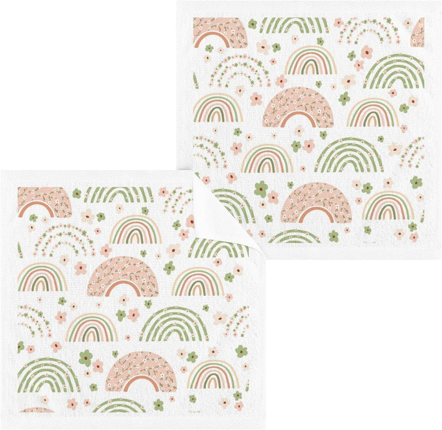 GZHJMY Colorful Flower Rainbow Wash Cloths 2 Pack - 12 x 12 Inch Super ...