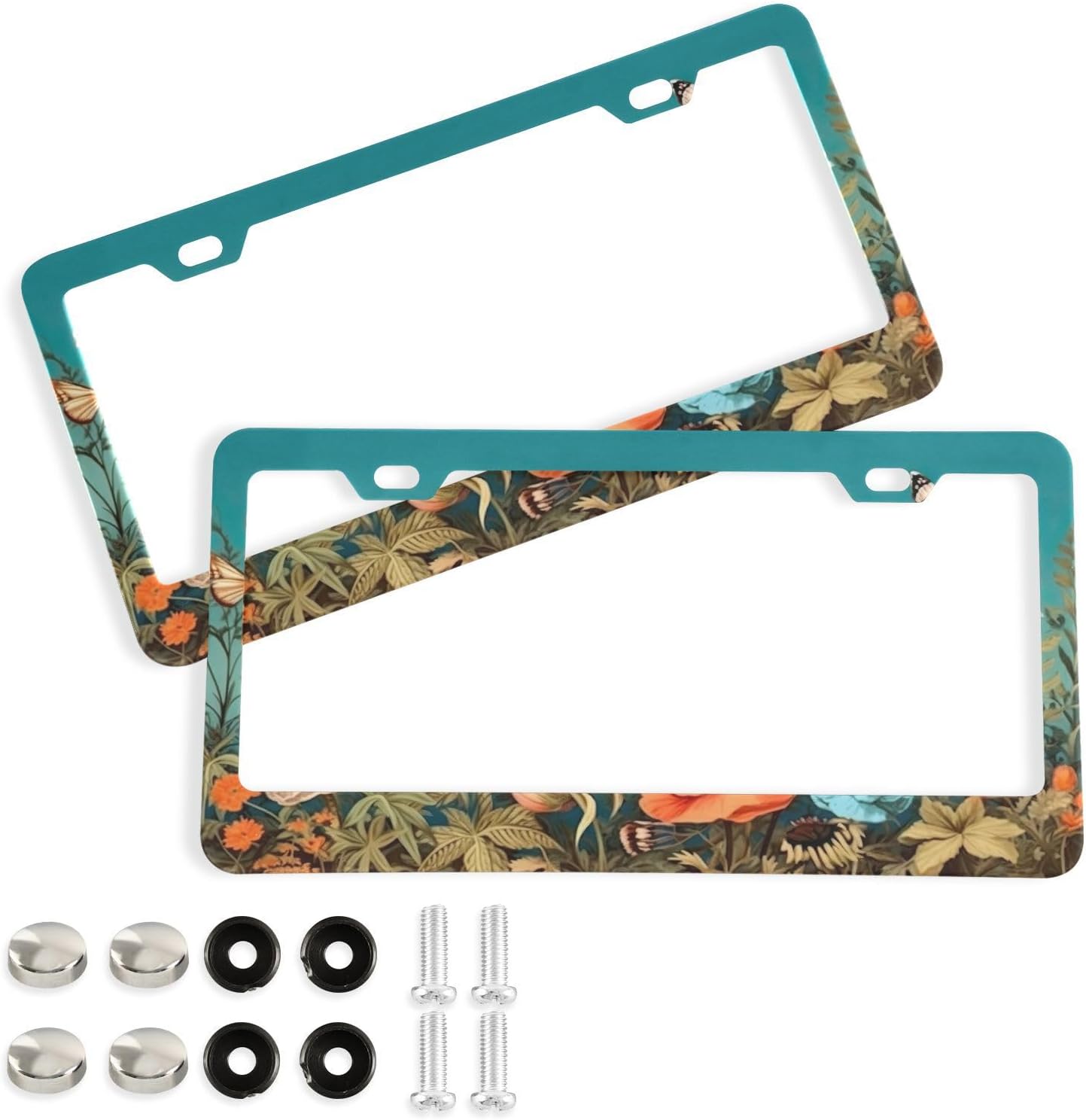 GZHJMY Colorful Flowers Butterfly License Plate Frames Set of 2 ...