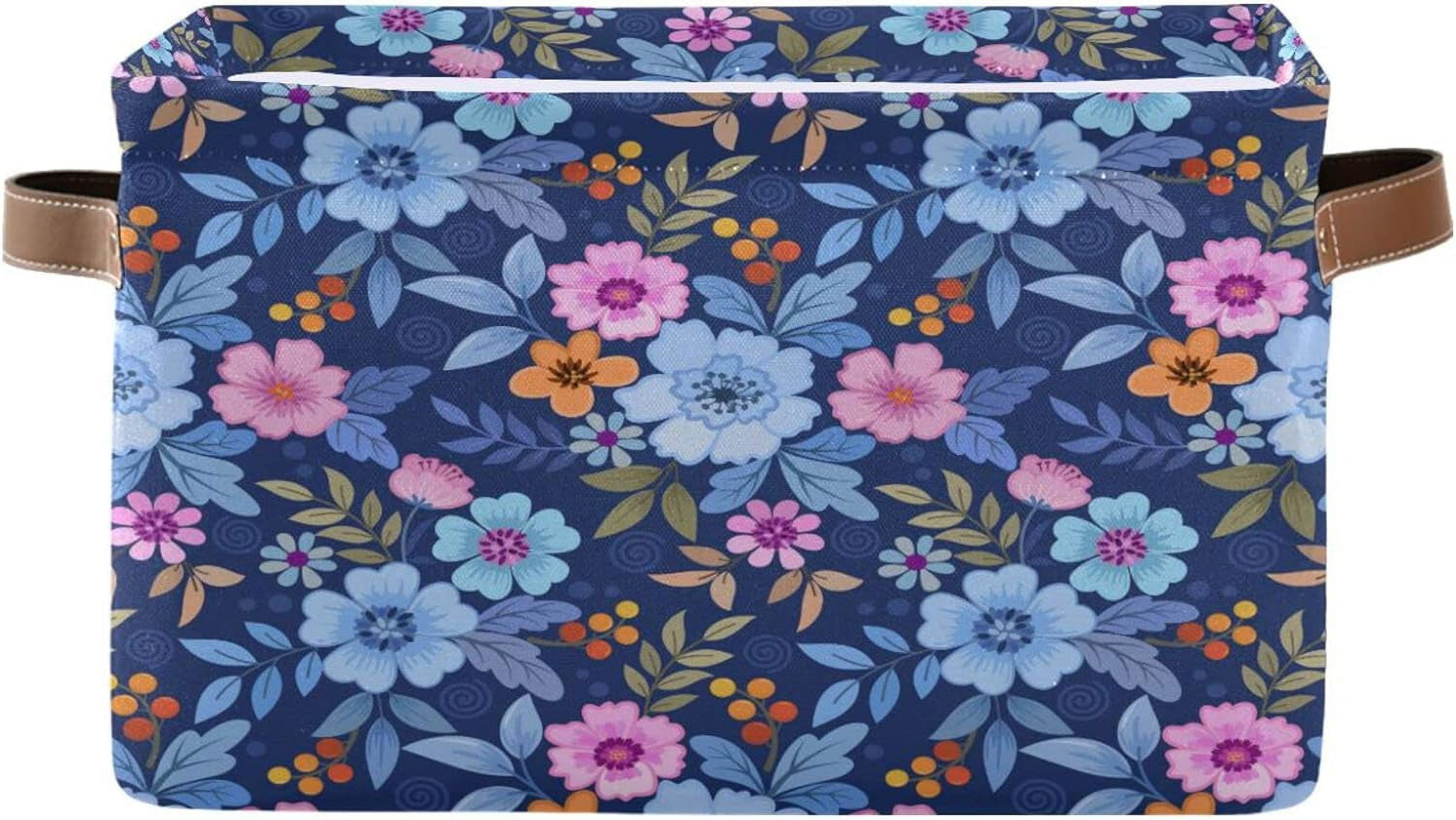 GZHJMY Colorful Flowers Large Square Storage Basket Bin with Handles ...