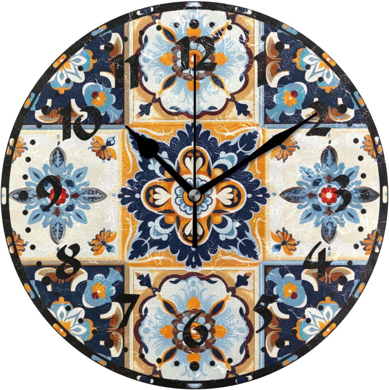 GZHJMY Colorful Geometric Pattern Wall Clock, Silent Non Ticking 10 ...