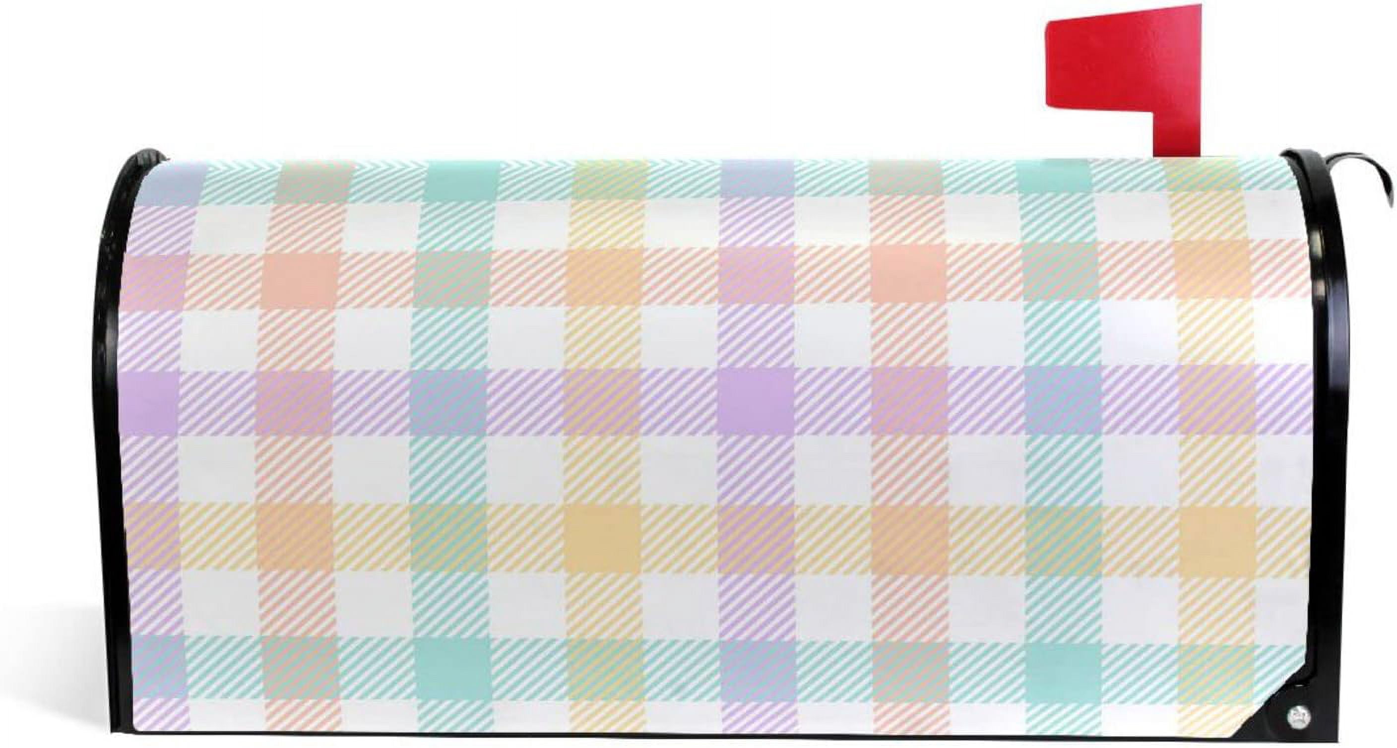GZHJMY Colorful Gingham Check Plaid Magnetic Mailbox Cover Standard ...