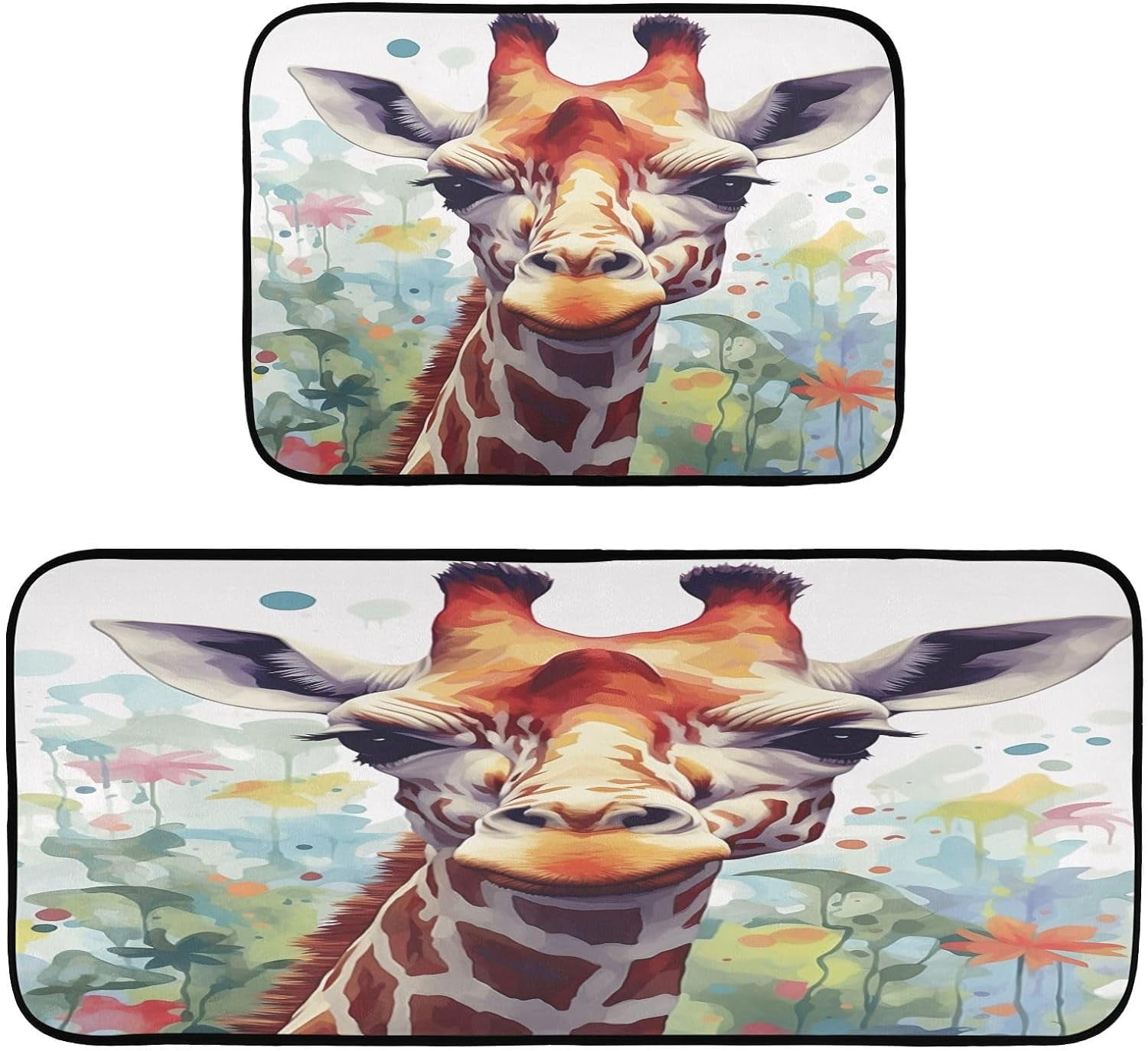GZHJMY Colorful Giraffe Kitchen Rug Set of 2 Non Slip Washable ...