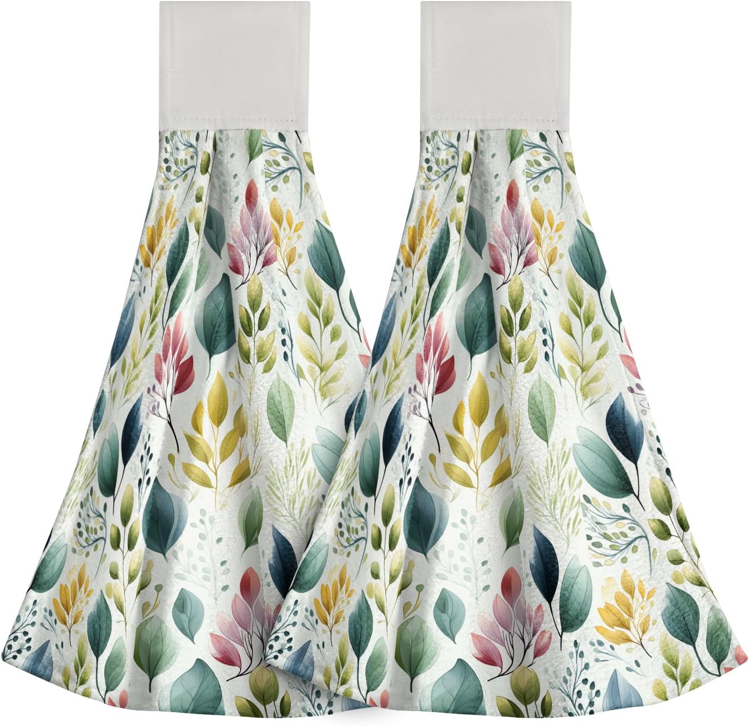 GZHJMY Colorful Leaf Hanging Kitchen Towels - Watercolor Leaves Plant ...