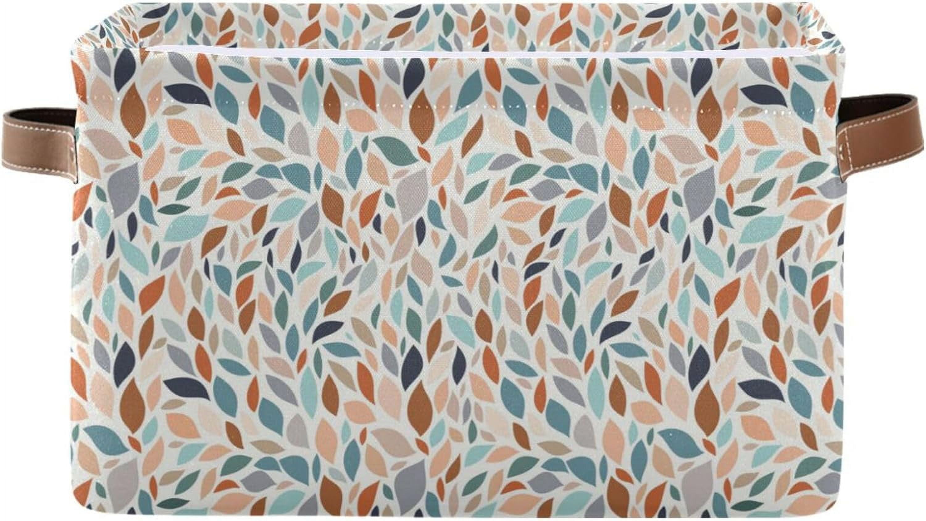 GZHJMY Colorful Leaves Foldable Canvas Storage Bin, Sturdy Fabric ...