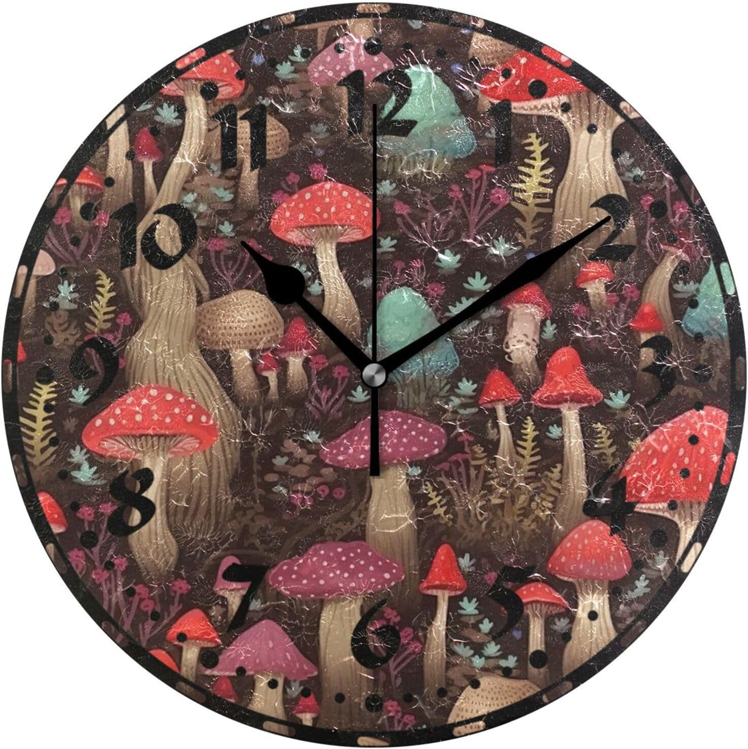 GZHJMY Colorful Mushrooms Wall Clock, PVC Silent Non Ticking 10 Inch ...