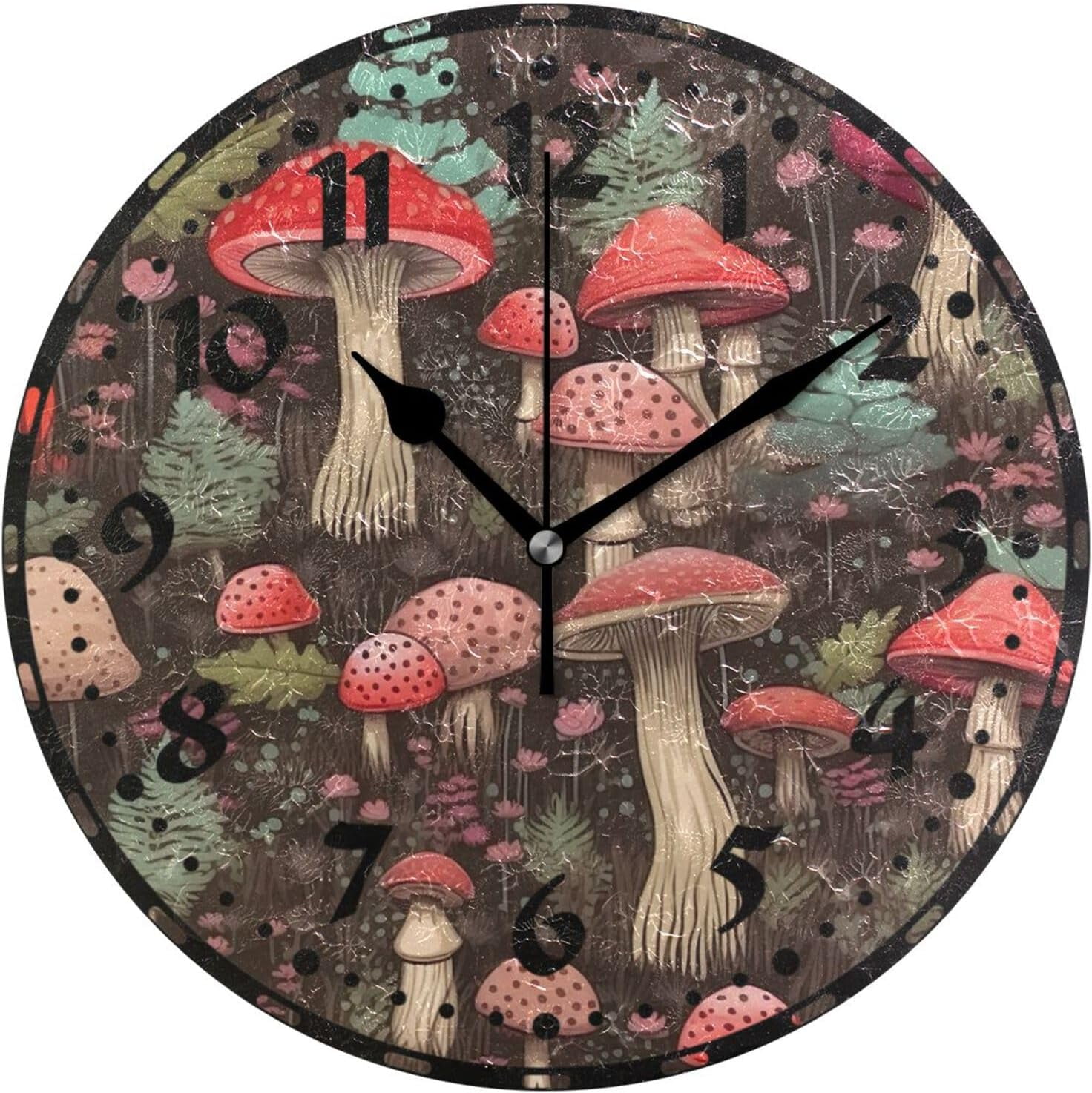 GZHJMY Colorful Mushrooms Wall Clock, Silent Non Ticking 10 Inch ...