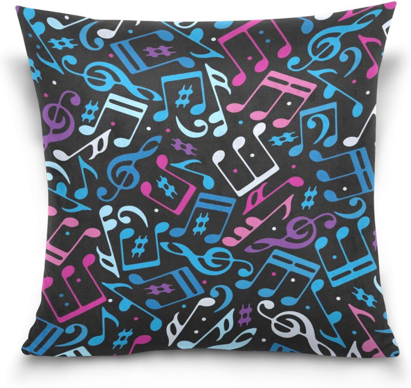 GZHJMY Colorful Music Note Pillow Cover 18 x 18 Inch, Soft Decorative ...