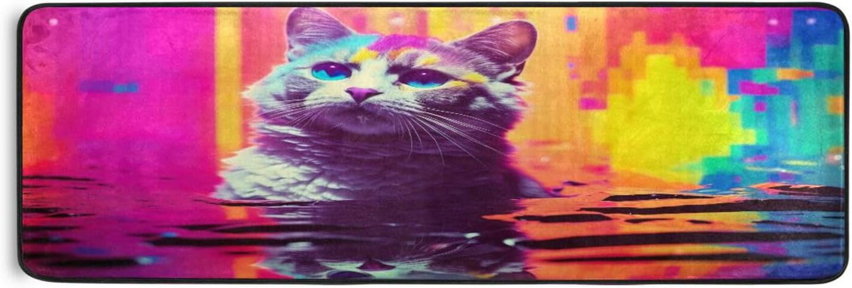 GZHJMY Colorful Pool Cat Area Rug - 2' x 6' Washable Runner Rugs with ...