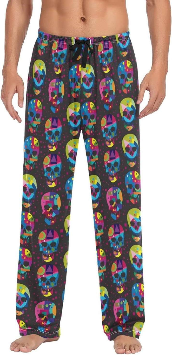 GZHJMY Colorful Skull Pajama Pants, Mens Lounge Pants Super Soft Men ...