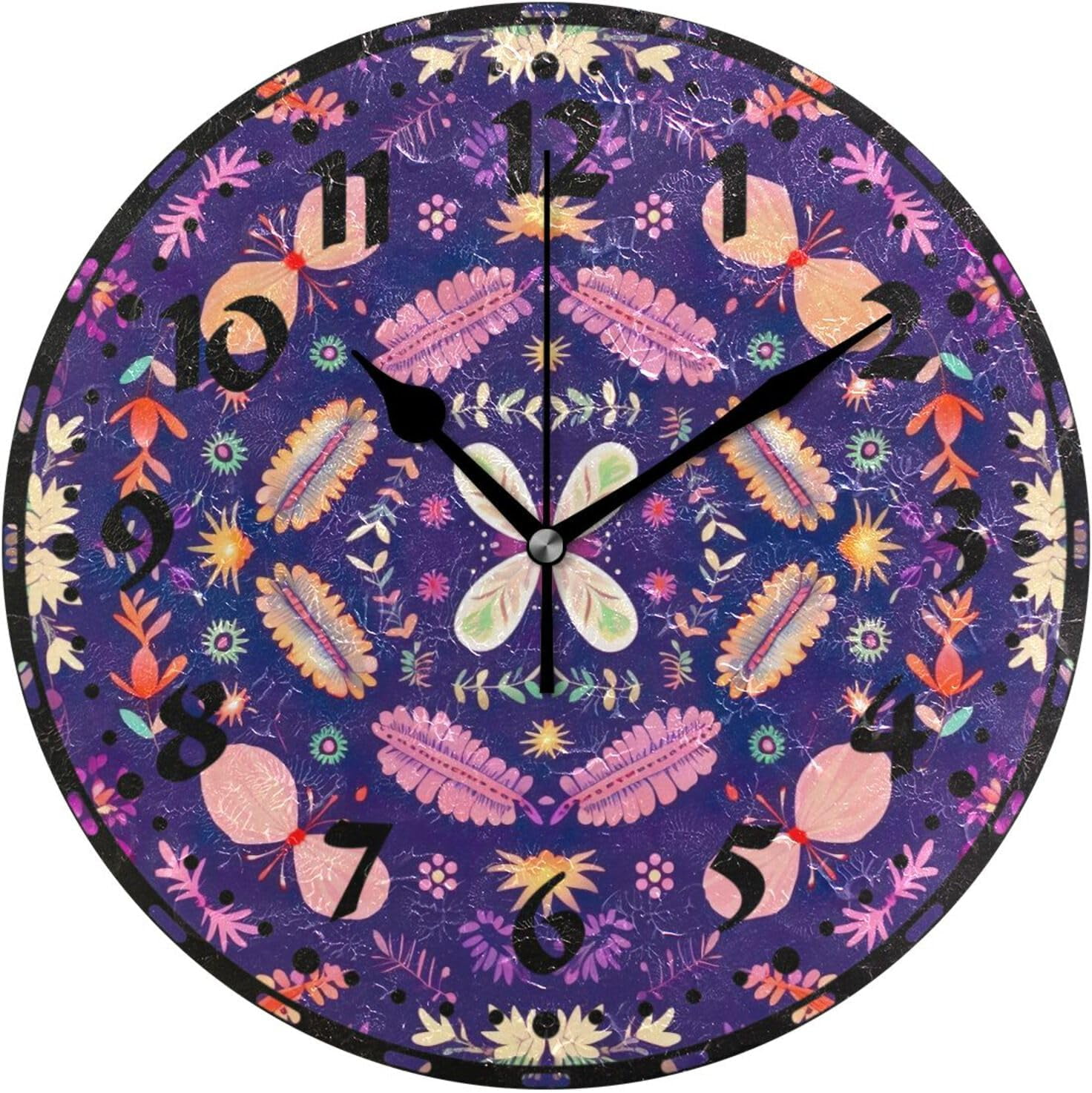 GZHJMY Colorful Square Pattern Wall Clock, PVC Silent Non Ticking 10 ...