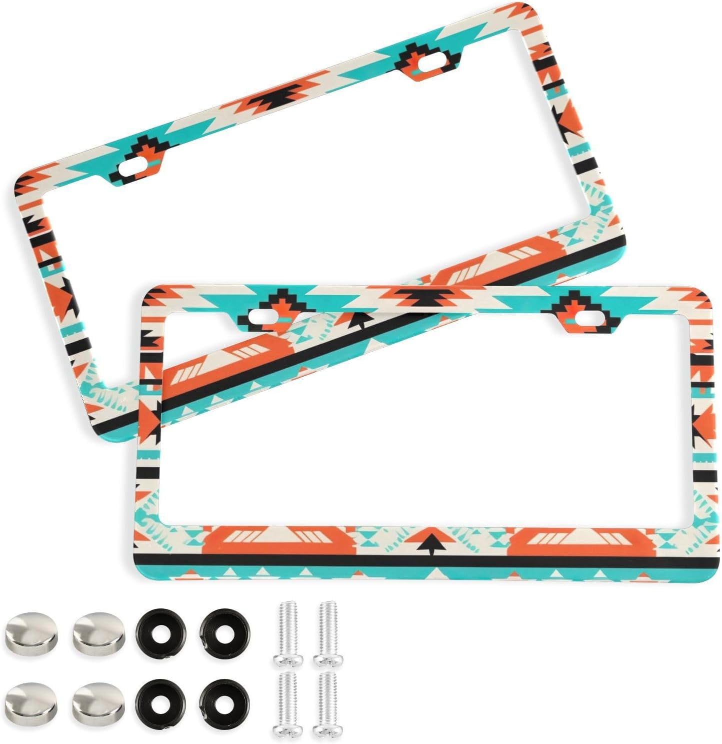 GZHJMY Colorful Tribal Art License Plate Frames 2 Pack Aluminum License ...
