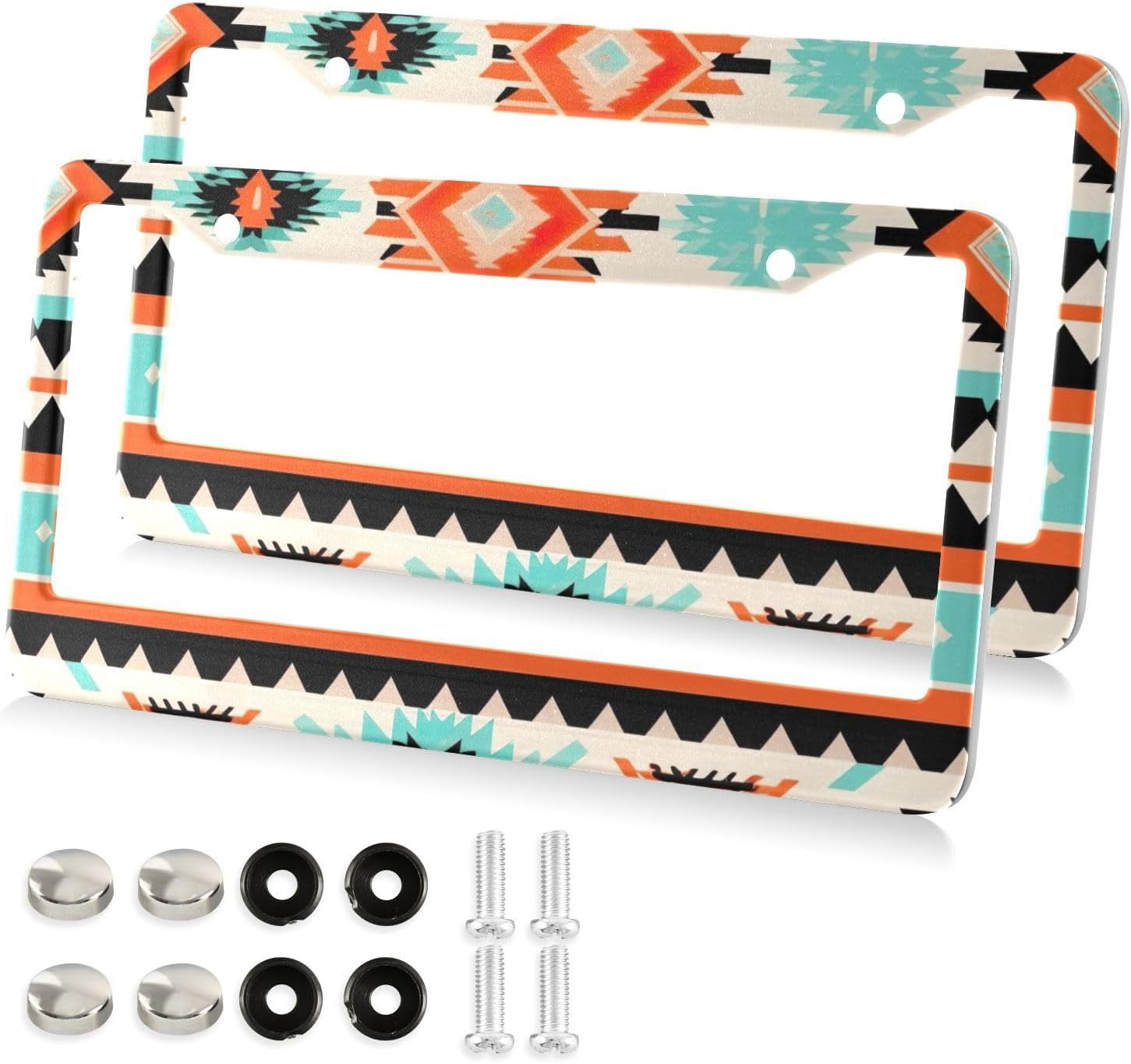 GZHJMY Colorful Tribal Art License Plate Frames 2 Pack Aluminum License ...
