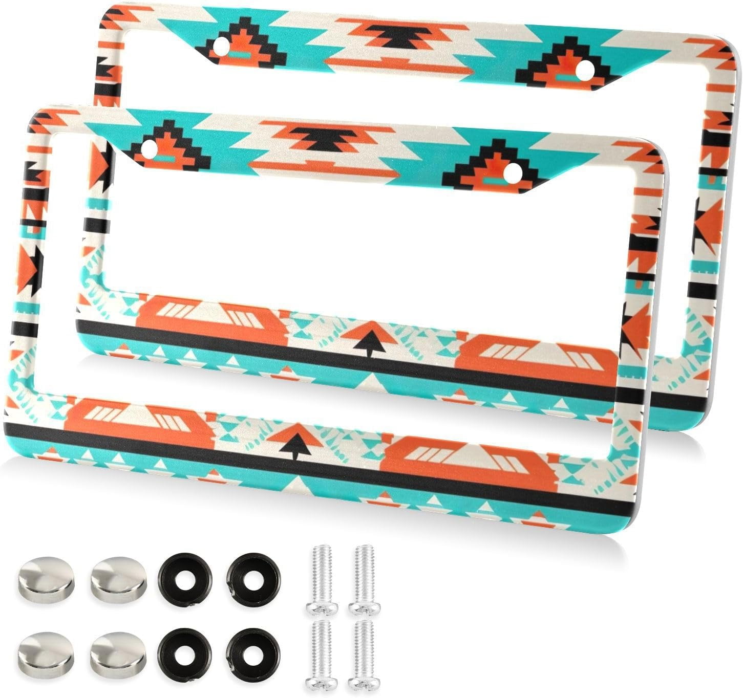 GZHJMY Colorful Tribal Art License Plate Frames 2 Pack Aluminum License ...