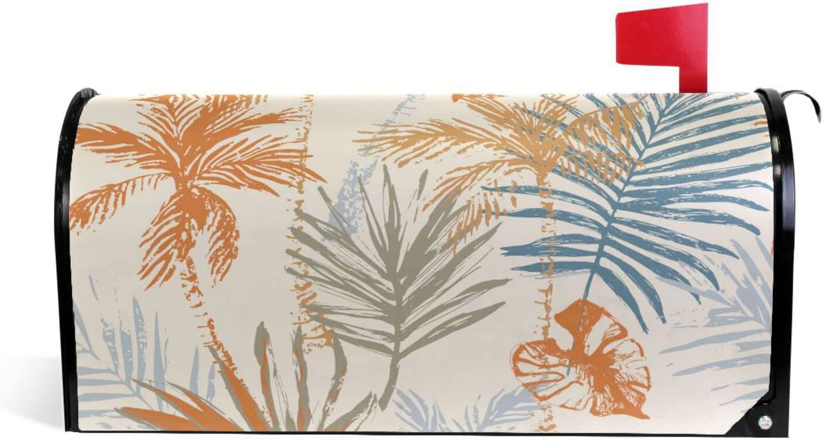 GZHJMY Colorful Tropics Palm Trees Magnetic Mailbox Cover Large Size ...