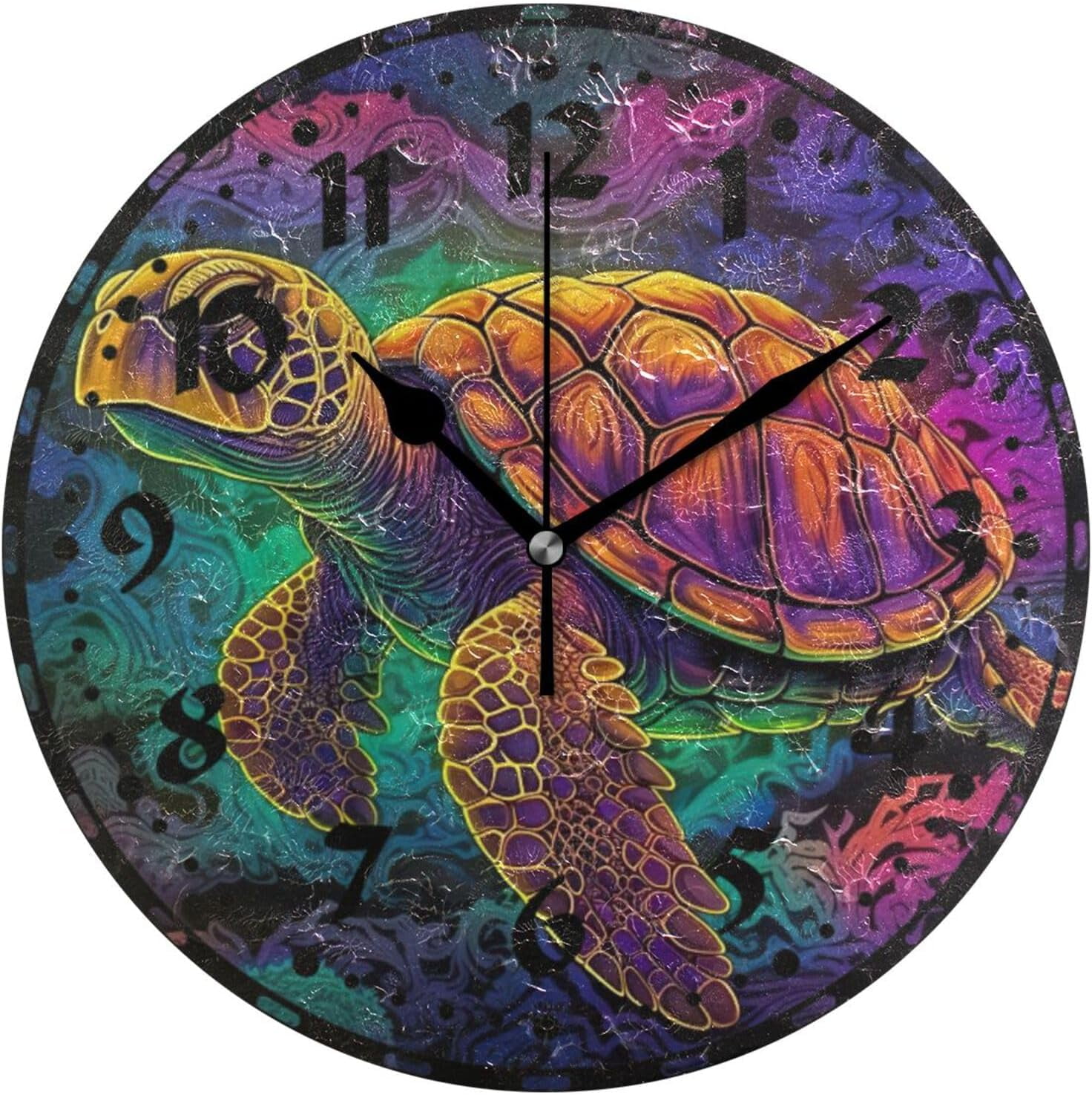 GZHJMY Colorful Turtles Wall Clock, Silent Non Ticking 10 Inch Battery ...