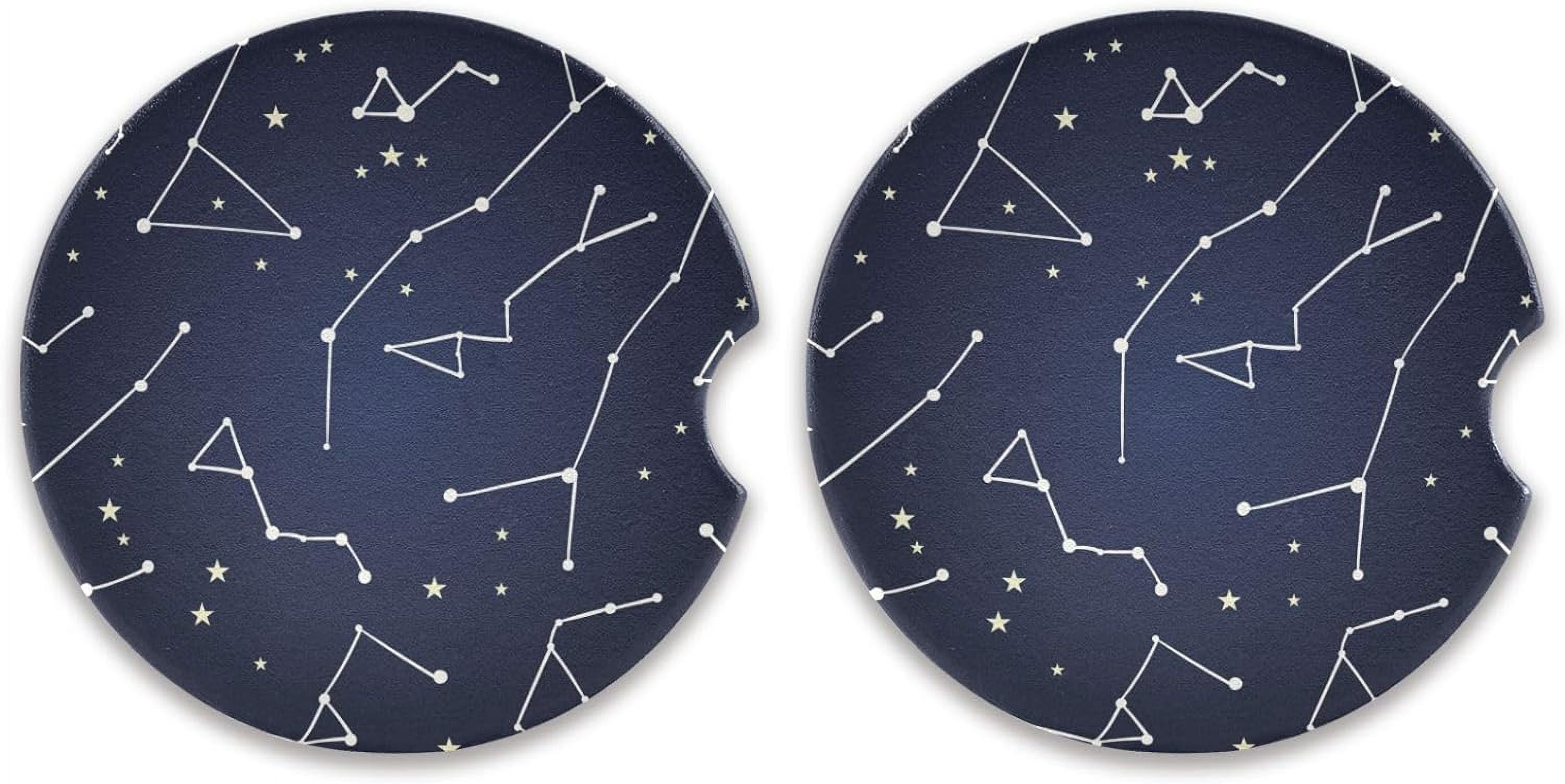 GZHJMY Constellation Star Blue Car Coasters 2 Pack Drinks Absorbent ...