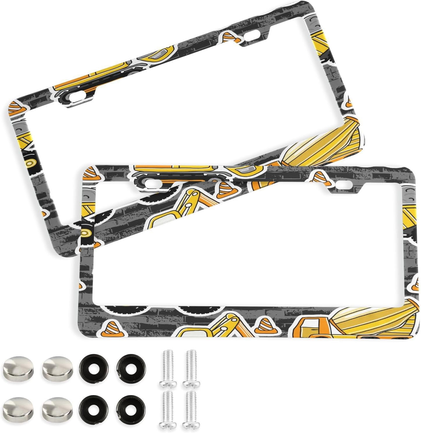 GZHJMY Construction Machines Pattern License Plate Frames Set of 2 ...