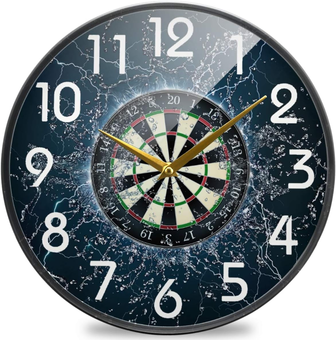 GZHJMY Cool Darts Board in Water Round Wall Clock, 9.5 Inch Silent ...